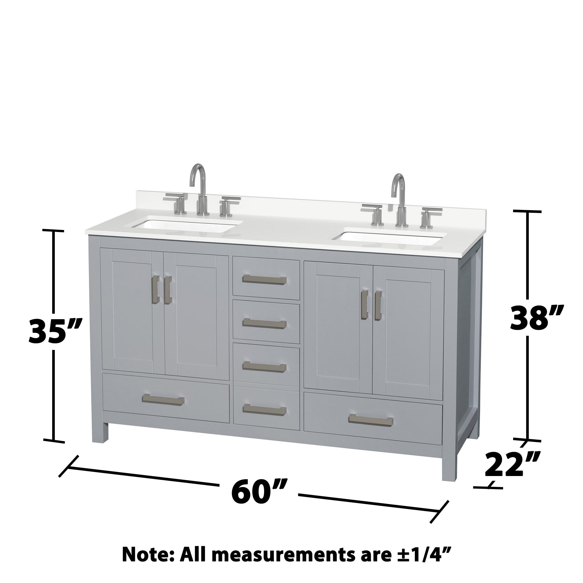 Wyndham Collection Sheffield 60-in Gray with Brushed Chrome Trim ...