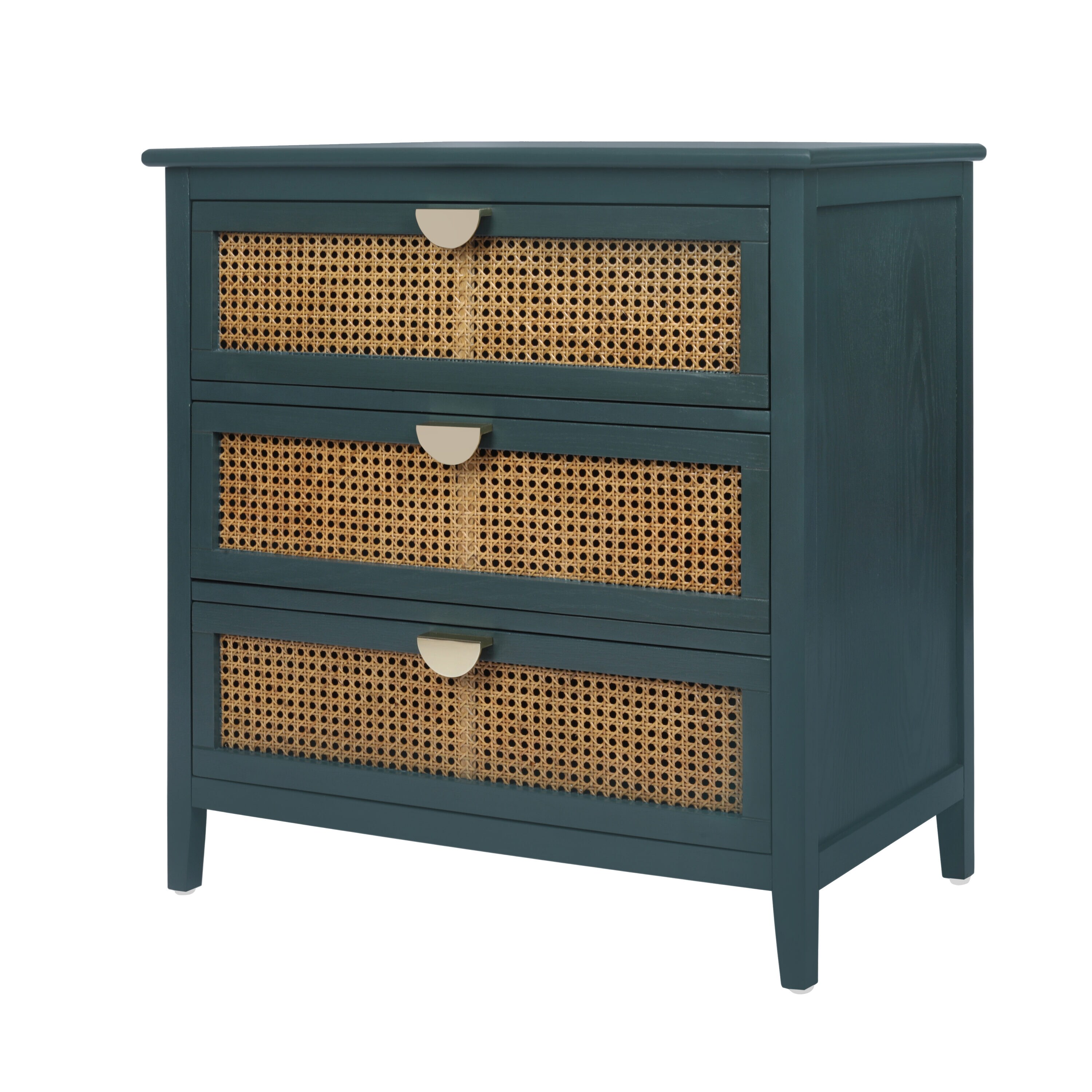 GDFStudio Modern 3 Drawer Cabinet with Rattan Design for Bedroom Living ...