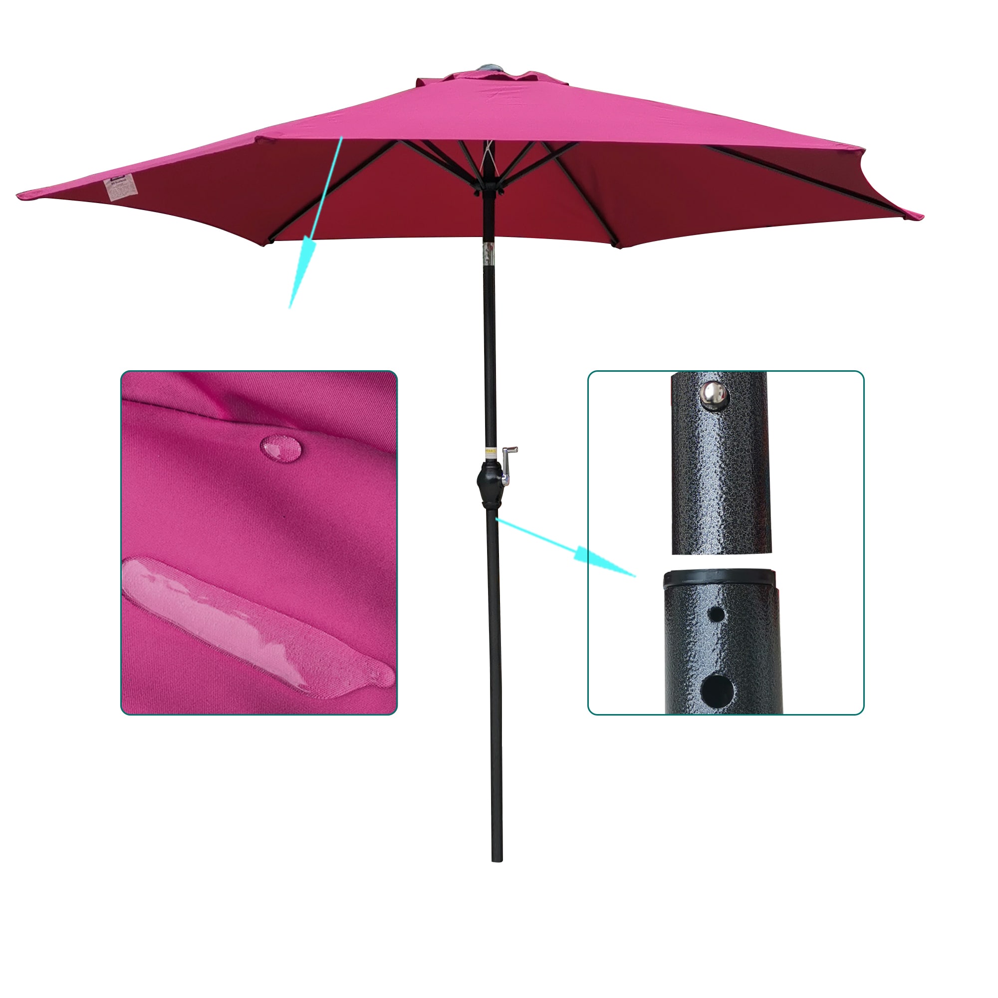 Kahomvis 9-ft Steel Purple Crank Market Patio Umbrella in the Patio ...