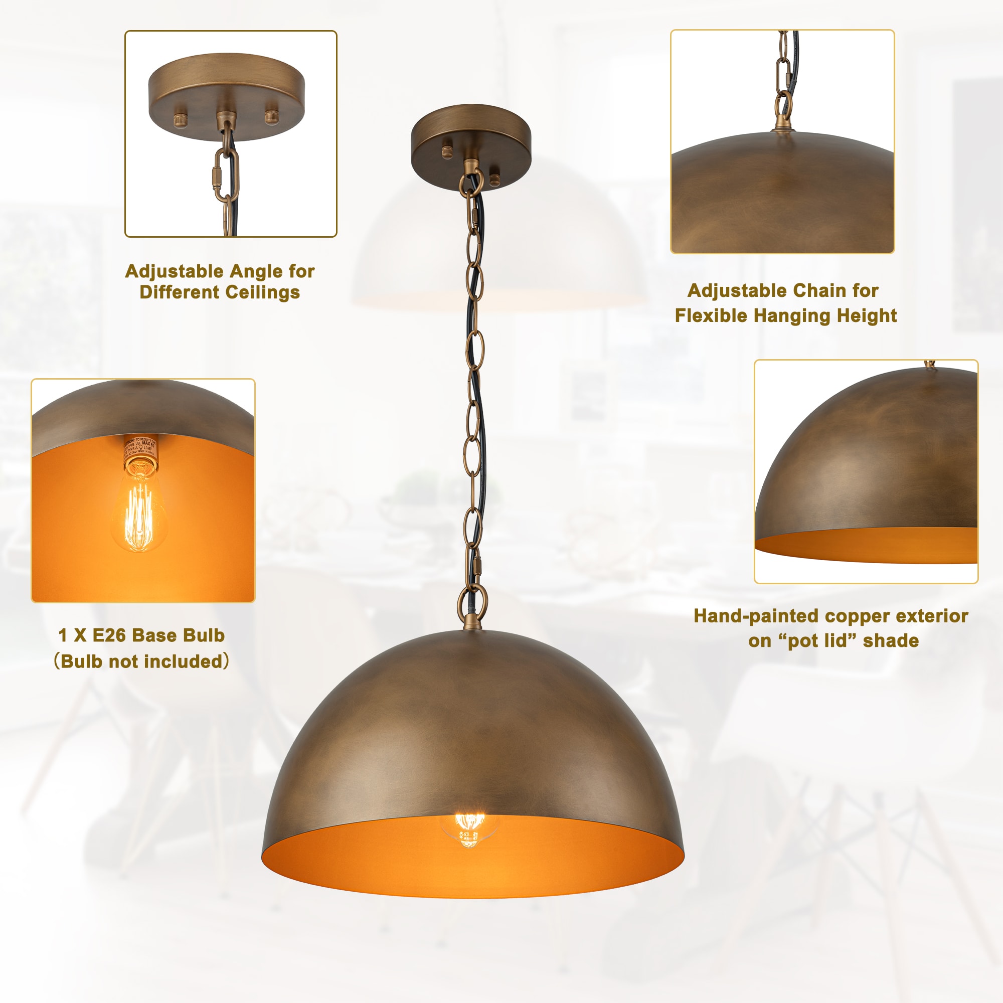 Wonderindoor 1 -Light Artisan Copper Modern/contemporary Metal Bowl ...