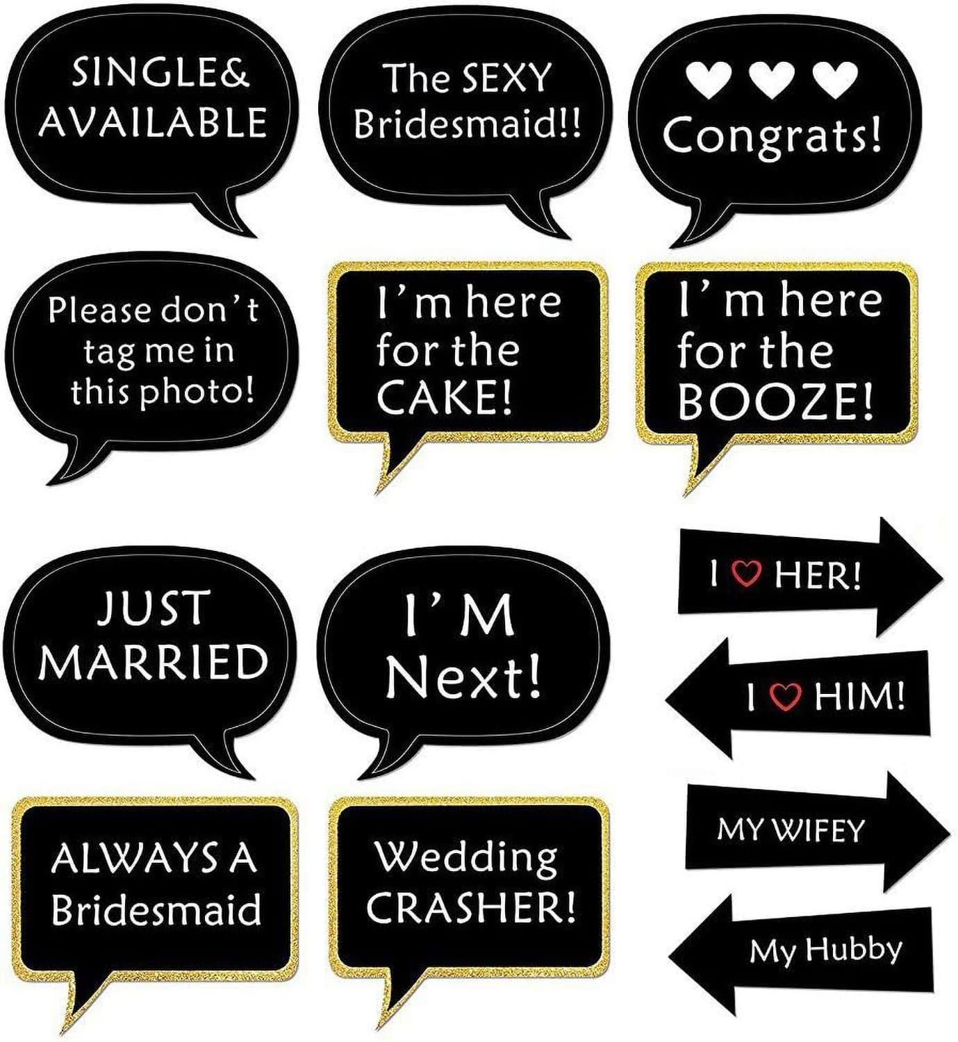 Etokfoks 52pcs Wedding Photo Booth Props Kit for Bridal Shower ...
