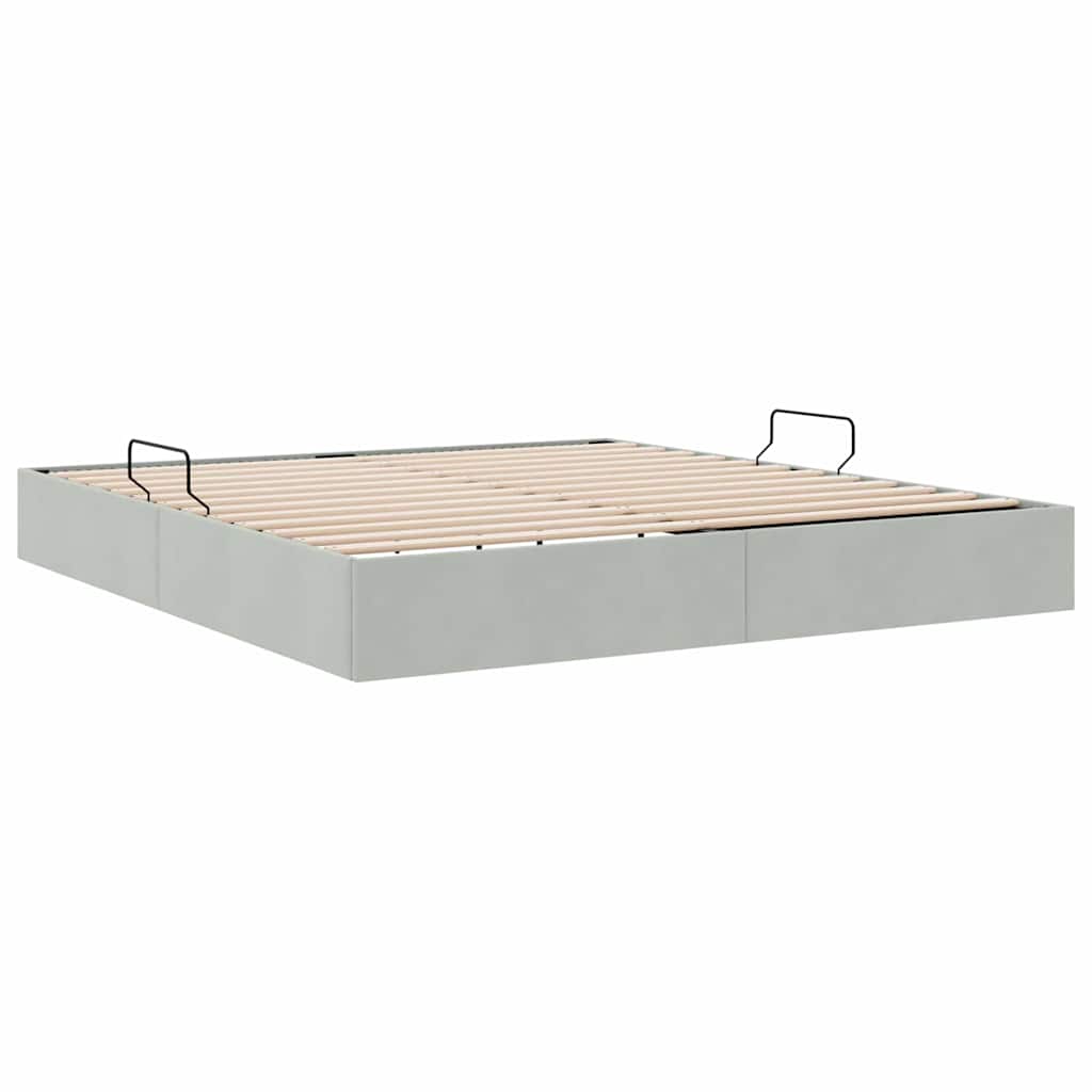 vidaXL Storage Bed with Mattress Light Grey 75.98 x 79.92 in Velvet in ...