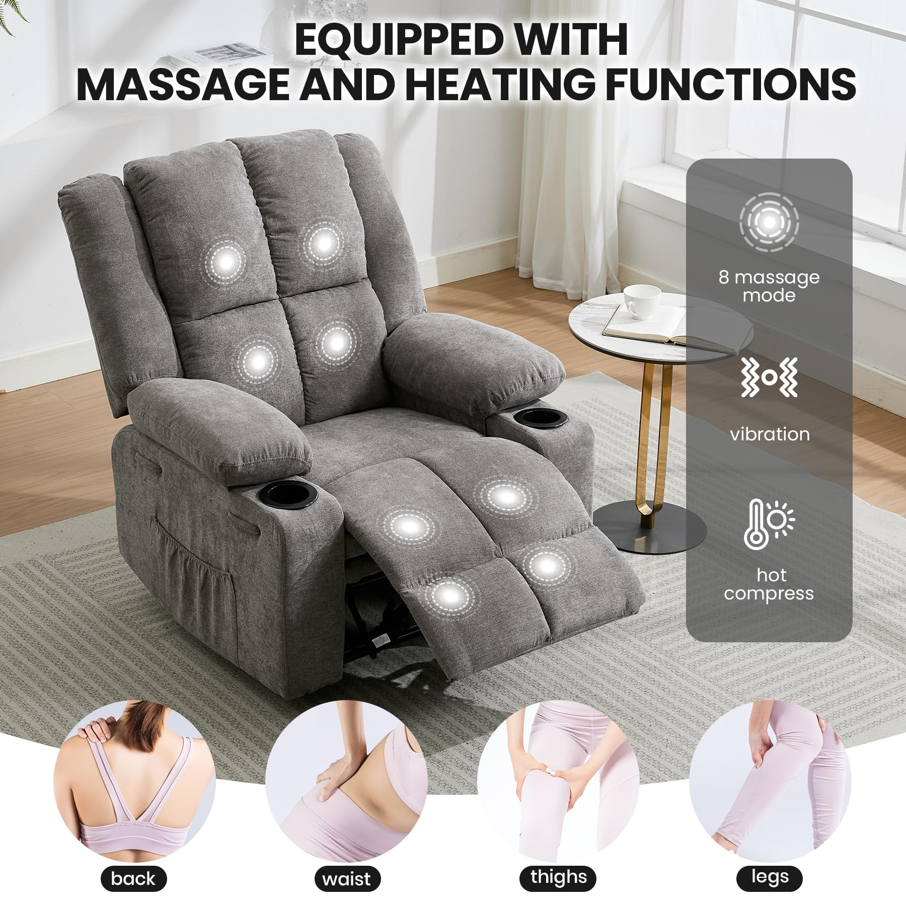 Garvee Rocking Chair Manual Recliner Chair for Living Room Bedroom ...