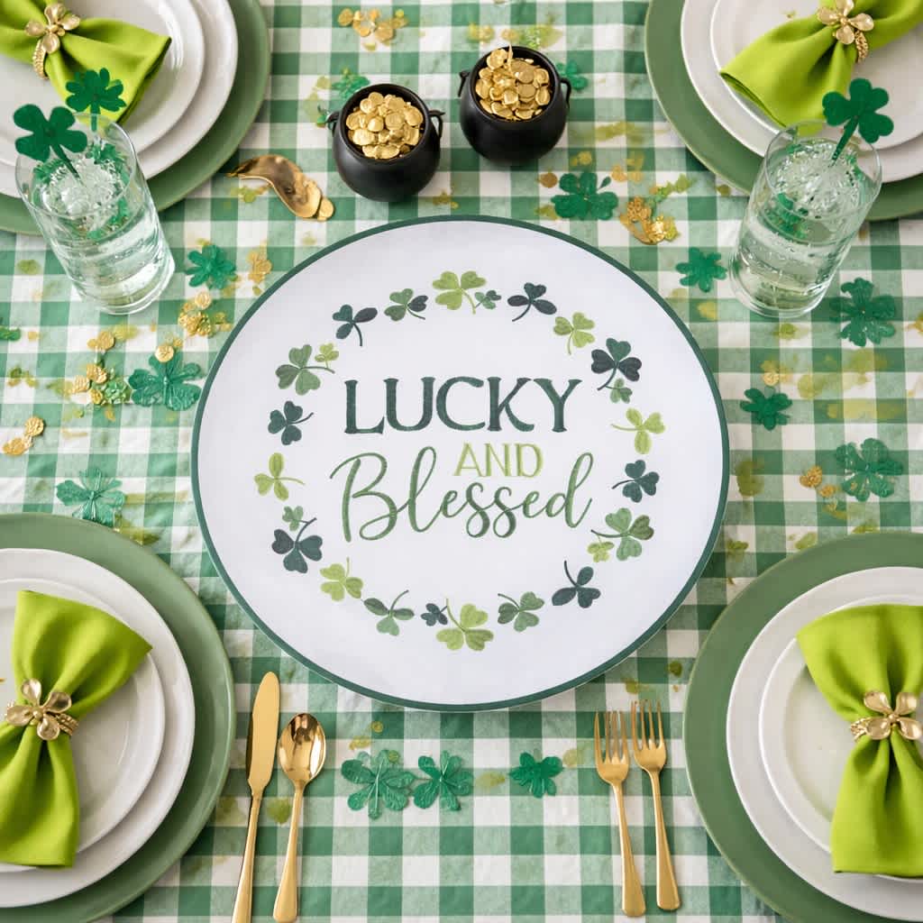 C&F Home "Lucky and Blessed" St. Patrick's Day Round Embroidered Accent ...
