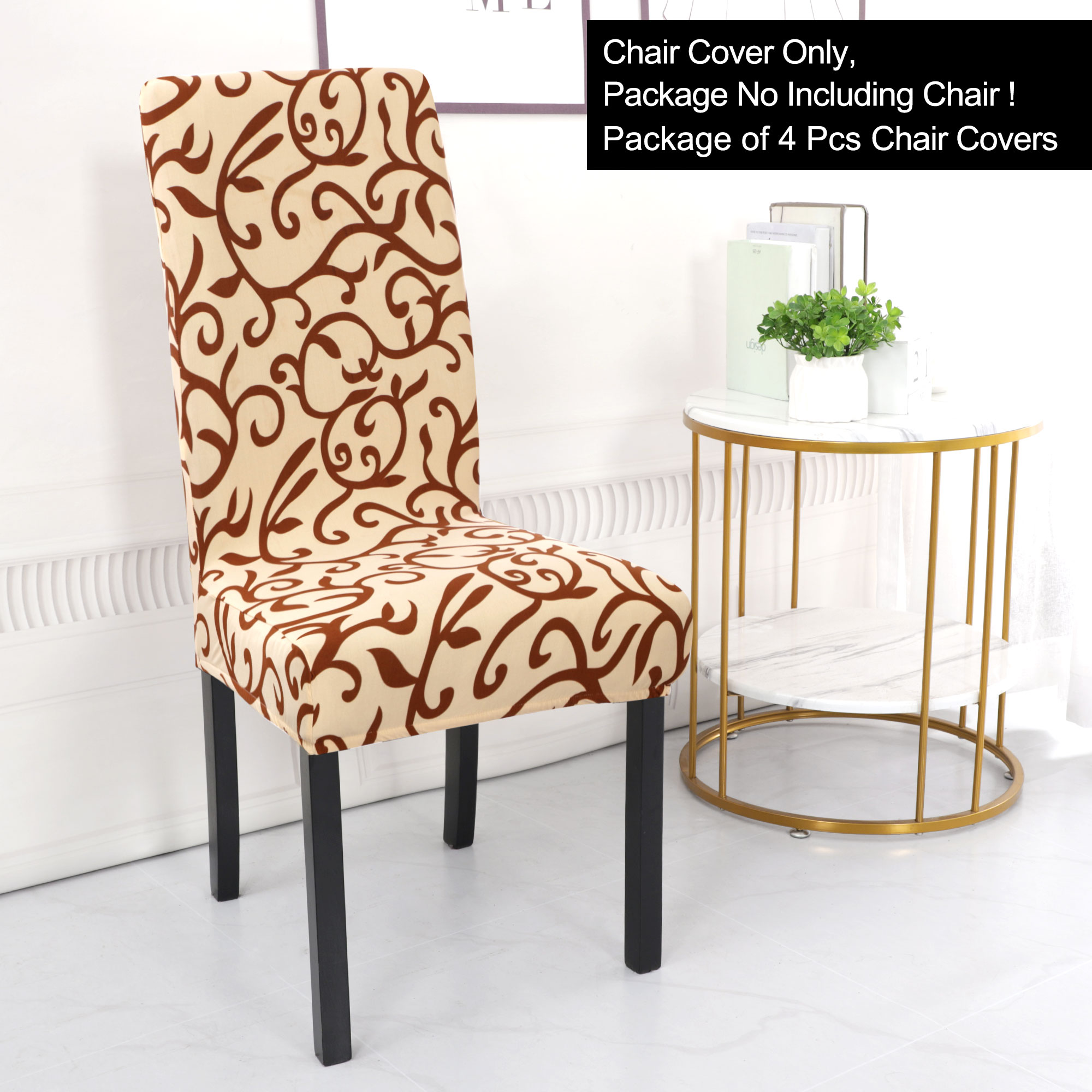 Unique Bargains 4pcs Stretch Dining Room Chair Cover Removable Washable ...