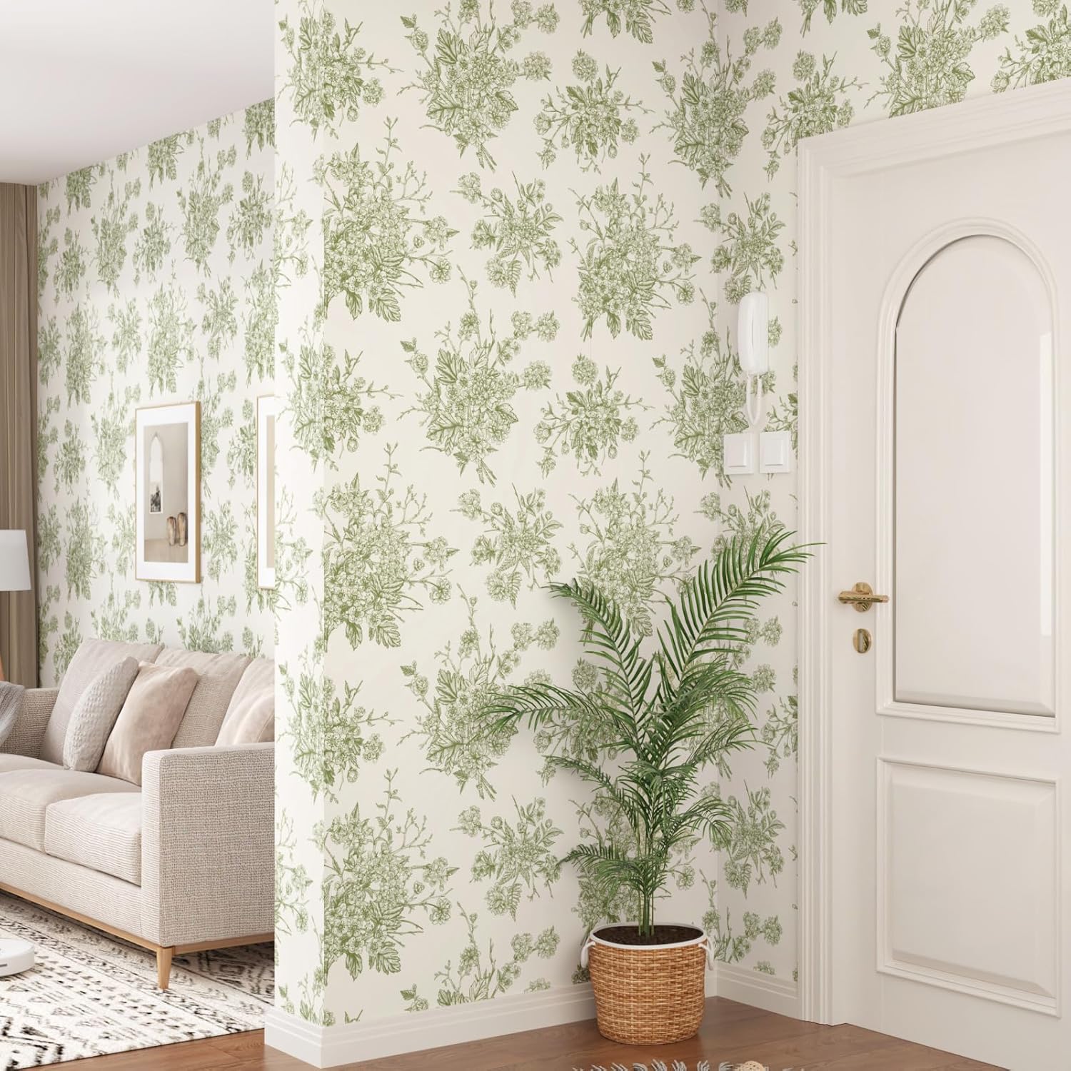 WESTICK Vintage Green Floral Wallpaper French Country Peel and Stick ...