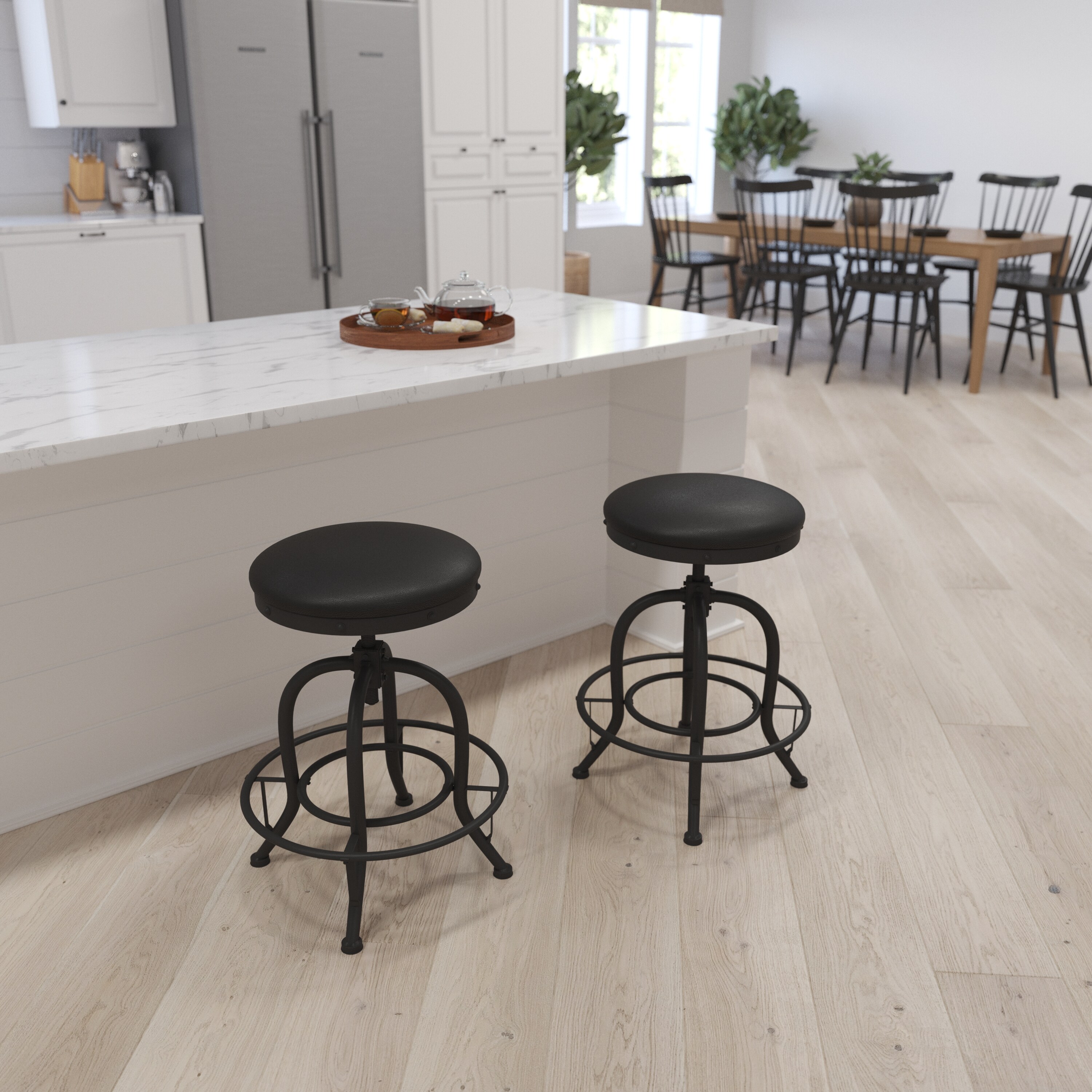 Merrick Lane Adrienne Counter Stool Contemporary Black Faux Leather ...