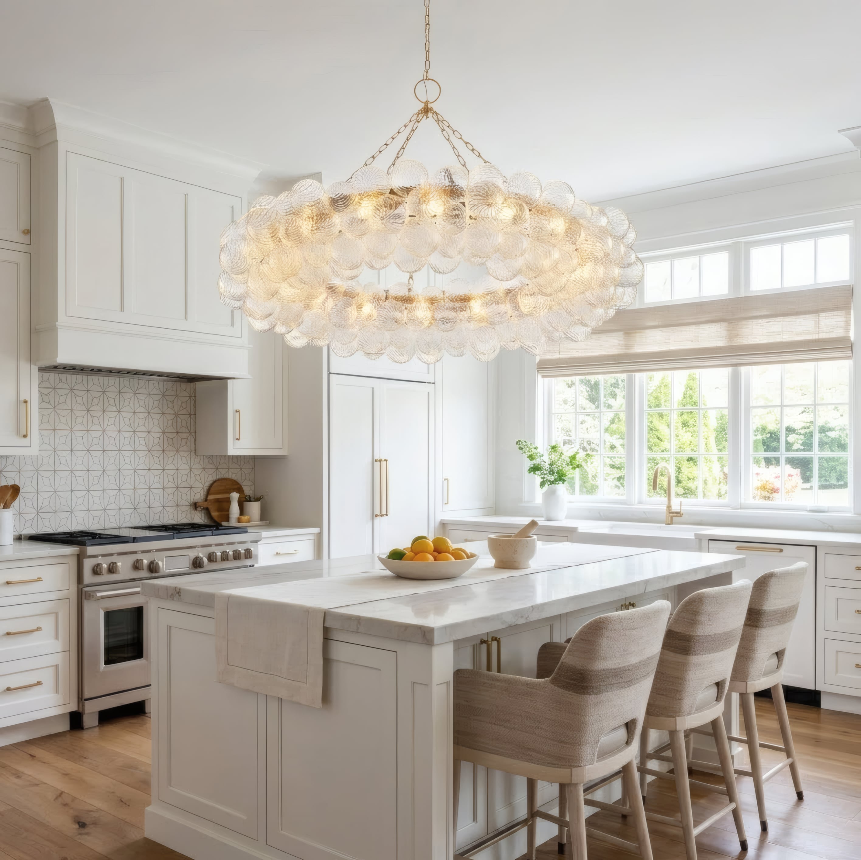RCCFBHM 60-in Gold Modern Crystal Chandelier 16 Light E12 Large Glass ...