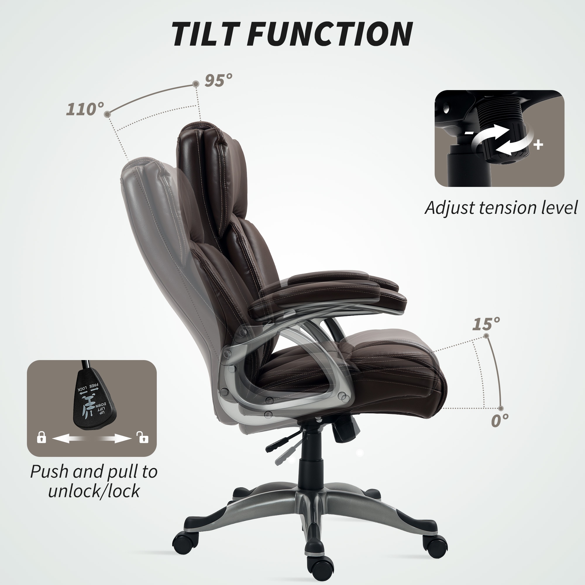 HomCom Executive Office Chair with Tilt Function PU Leather High Back ...