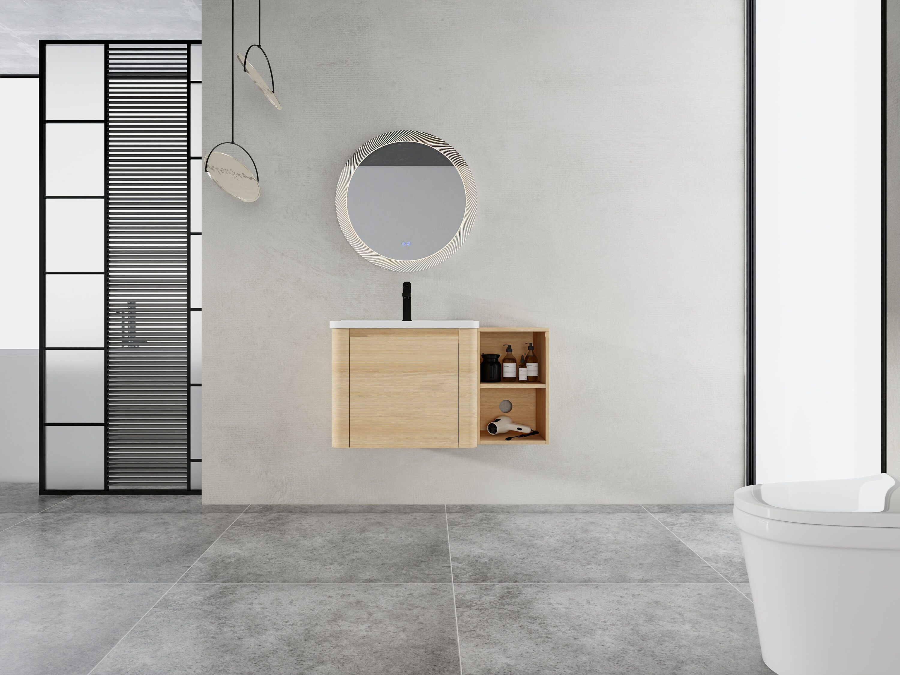 Tinyhomie 36 Inch Wall Mounted Bathroom Vanity White Ceramic Sink ...