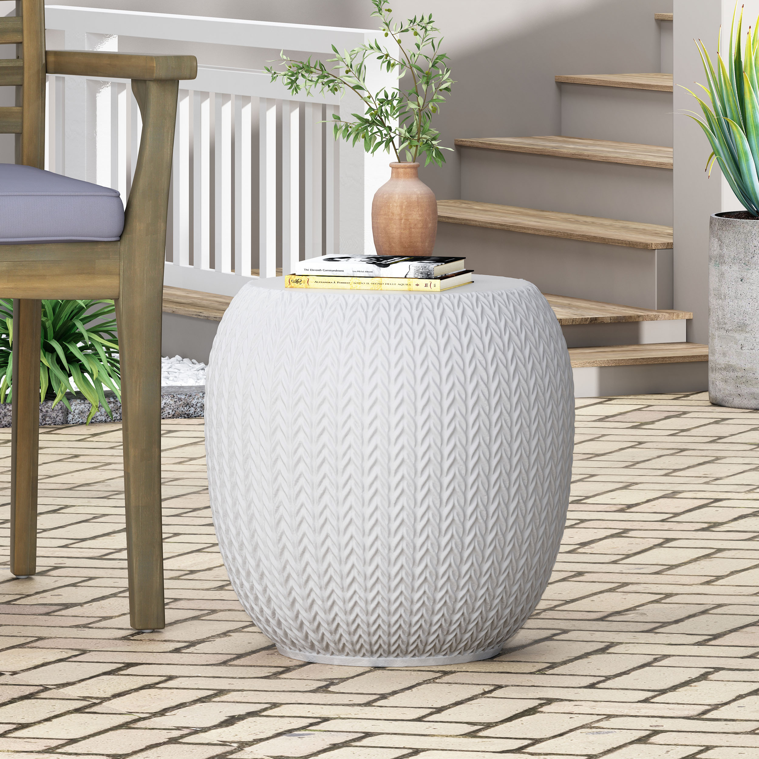 Blisstyle Outdoor Lightweight Concrete Side Table Outdoor Patio Table ...