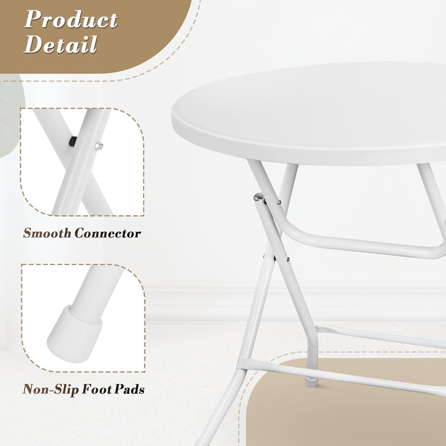 Garvee 32inch Cocktail Table White High Top Folding Round Portable Bar ...