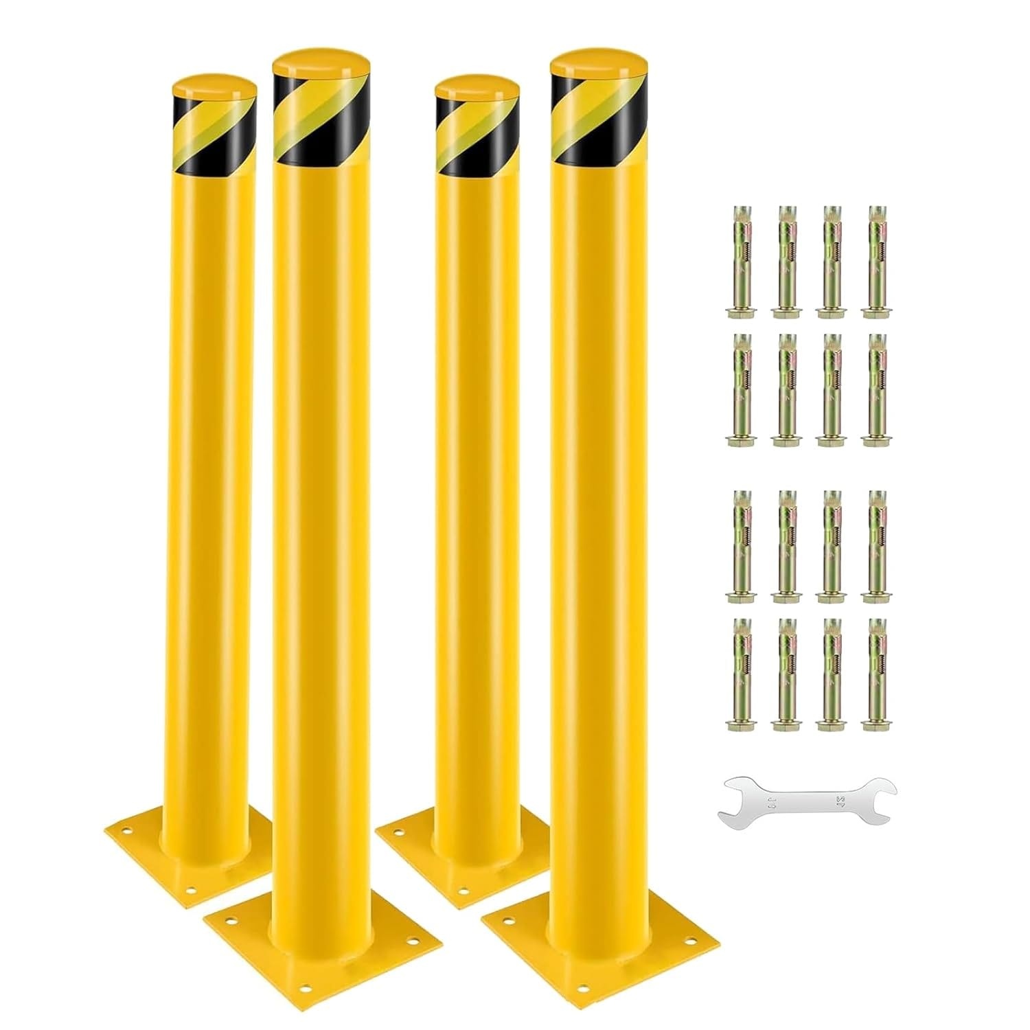 GAOMON 4PCS Safety Bollard Posts - 30IN Yellow Steel Parking Barrier ...