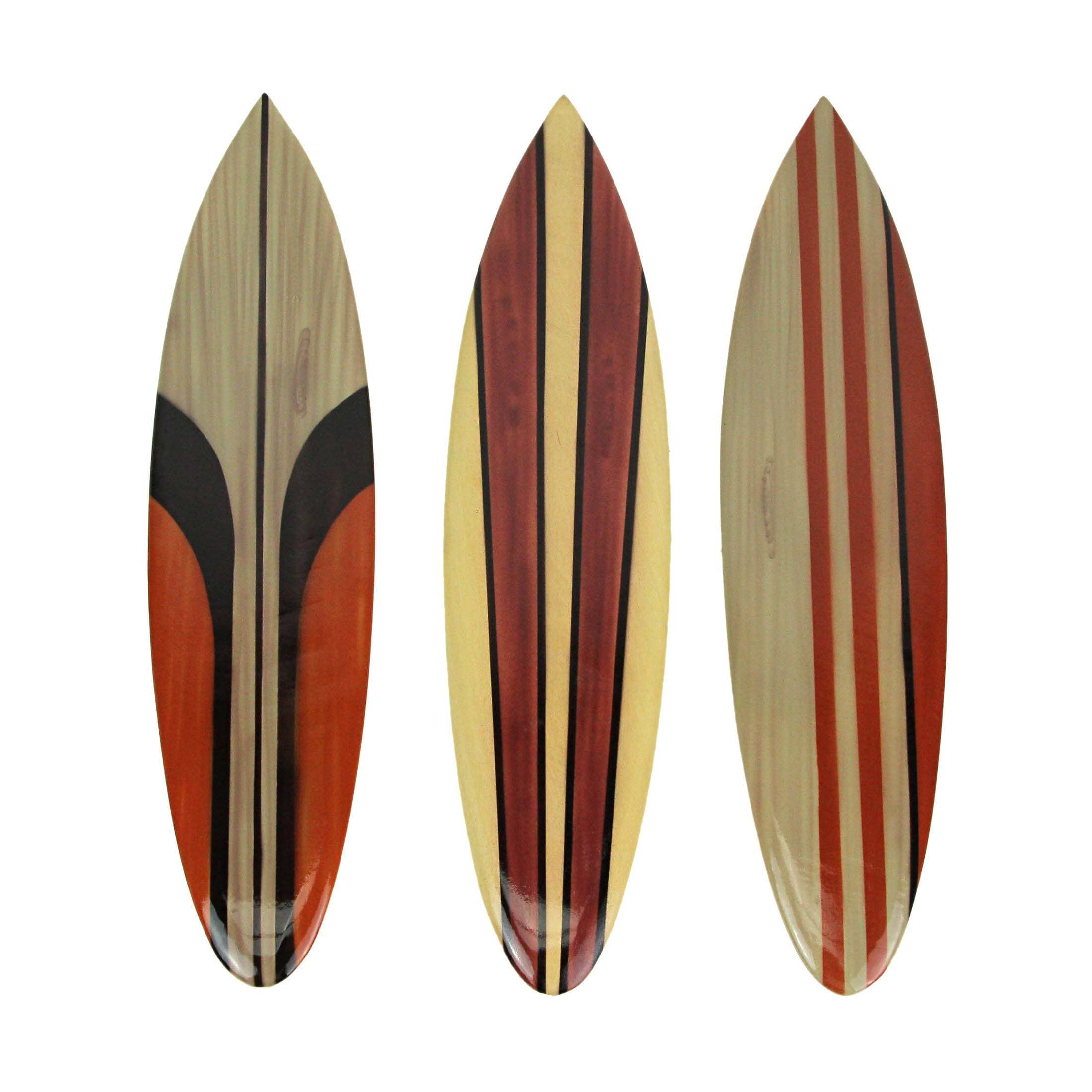 Zeckos 16 In Hand Carved Painted Wooden Surfboard Wall Hanging Decor ...