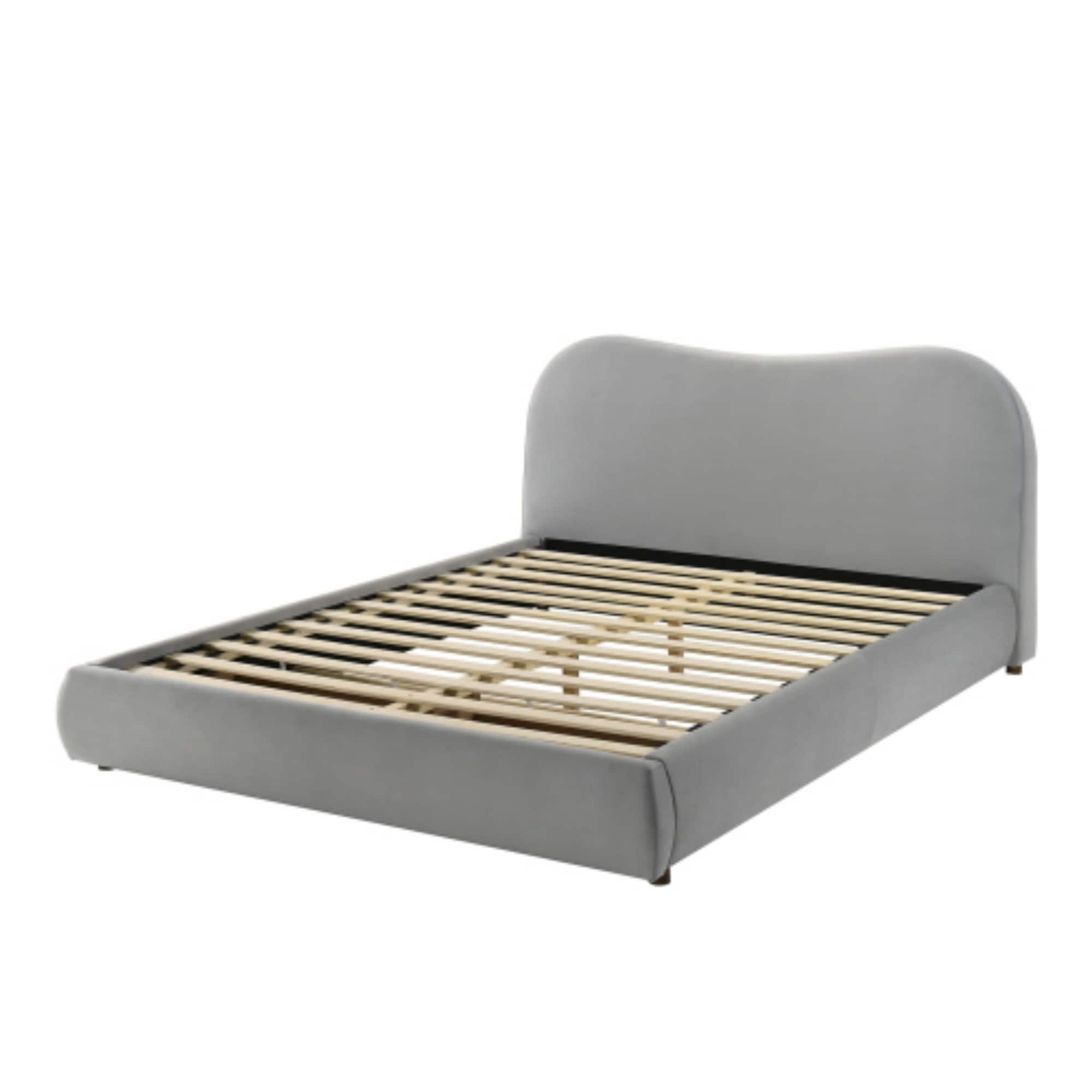 Dimakai King Gray Wood Bed Frame with Headboard in the Beds department ...
