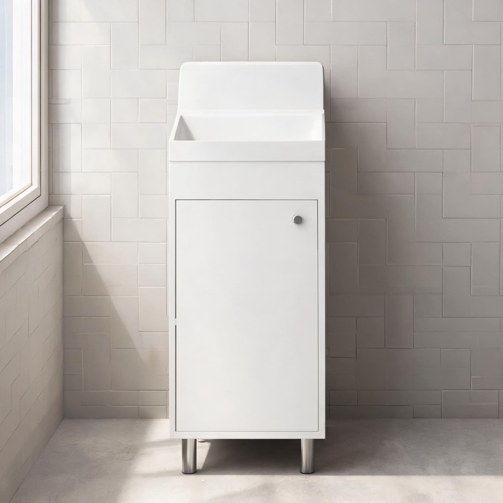 Watnature Compact single-basin bathroom vanity with sink classic white ...
