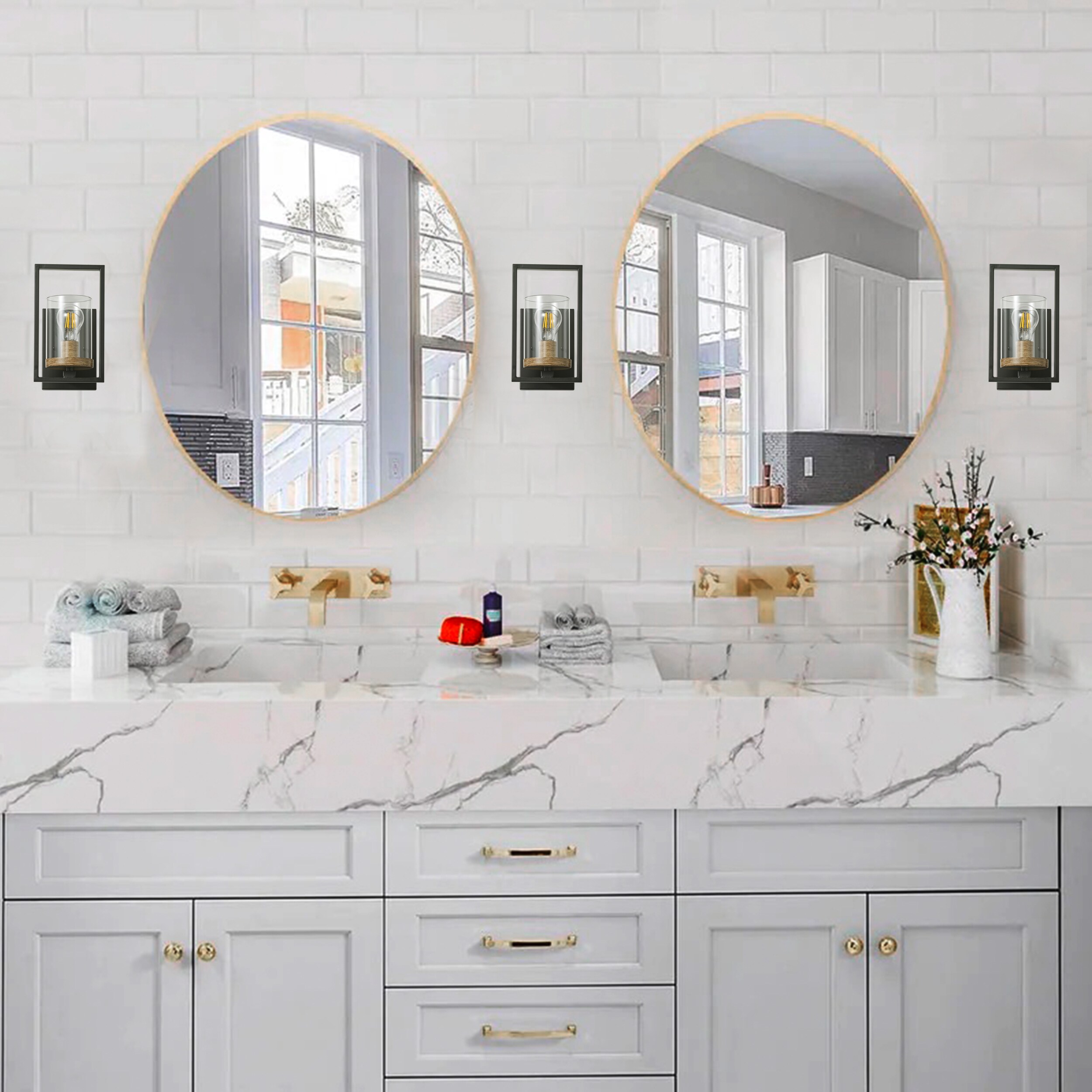 Aiwen 5.9-in W 1 -Light Black Wall Sconce in the Wall Sconces ...