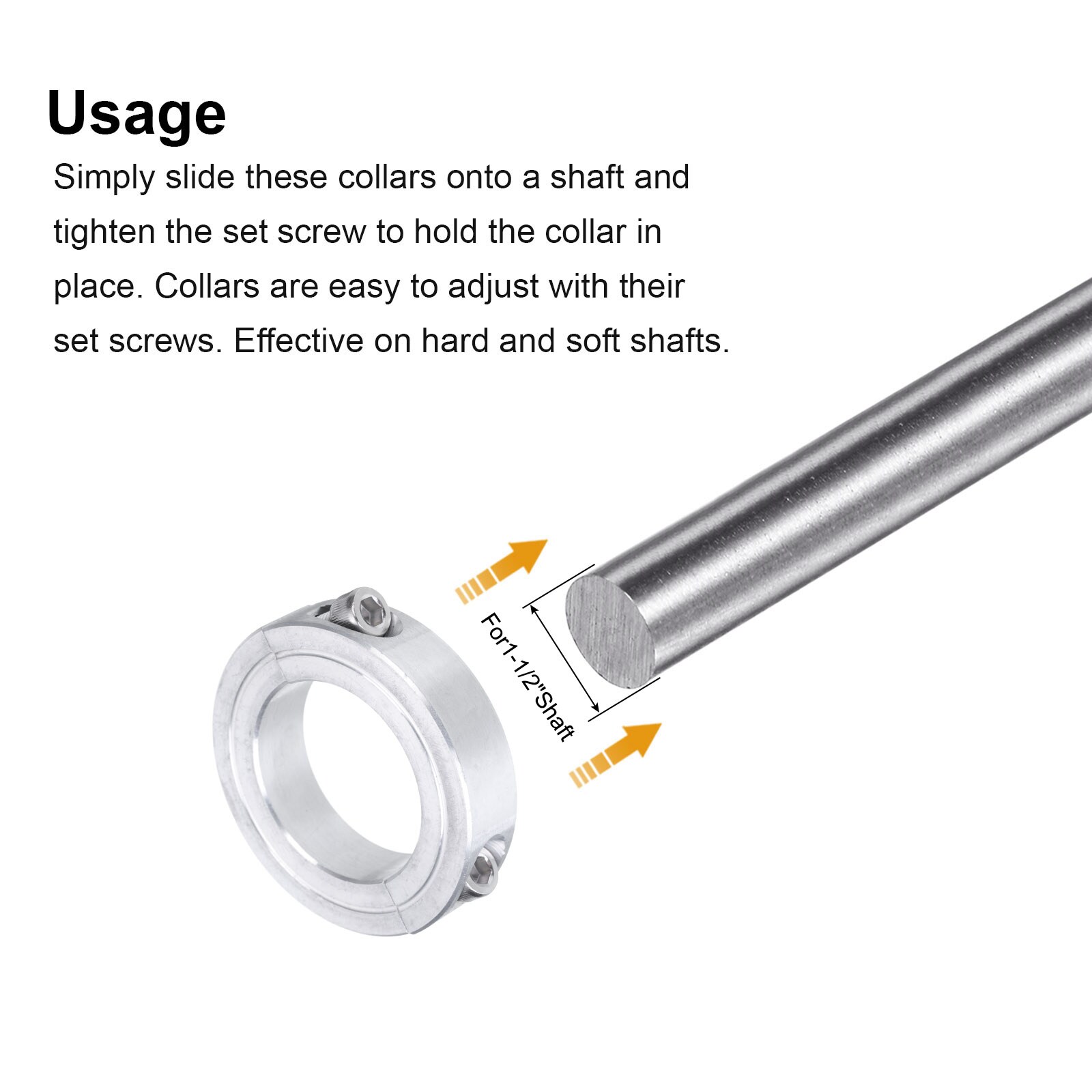 Unique Bargains 4pcs Double Split Clamp-On Shaft Collar for 1-1/2-Inch ...