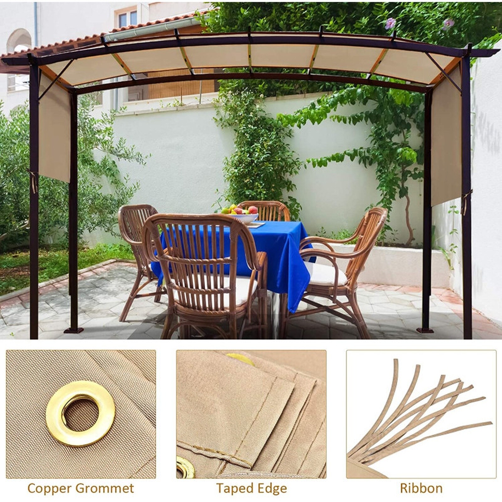 SUGIFT Outdoor Canopy Shade Cover with Copper Grommets 4 Straps in the ...