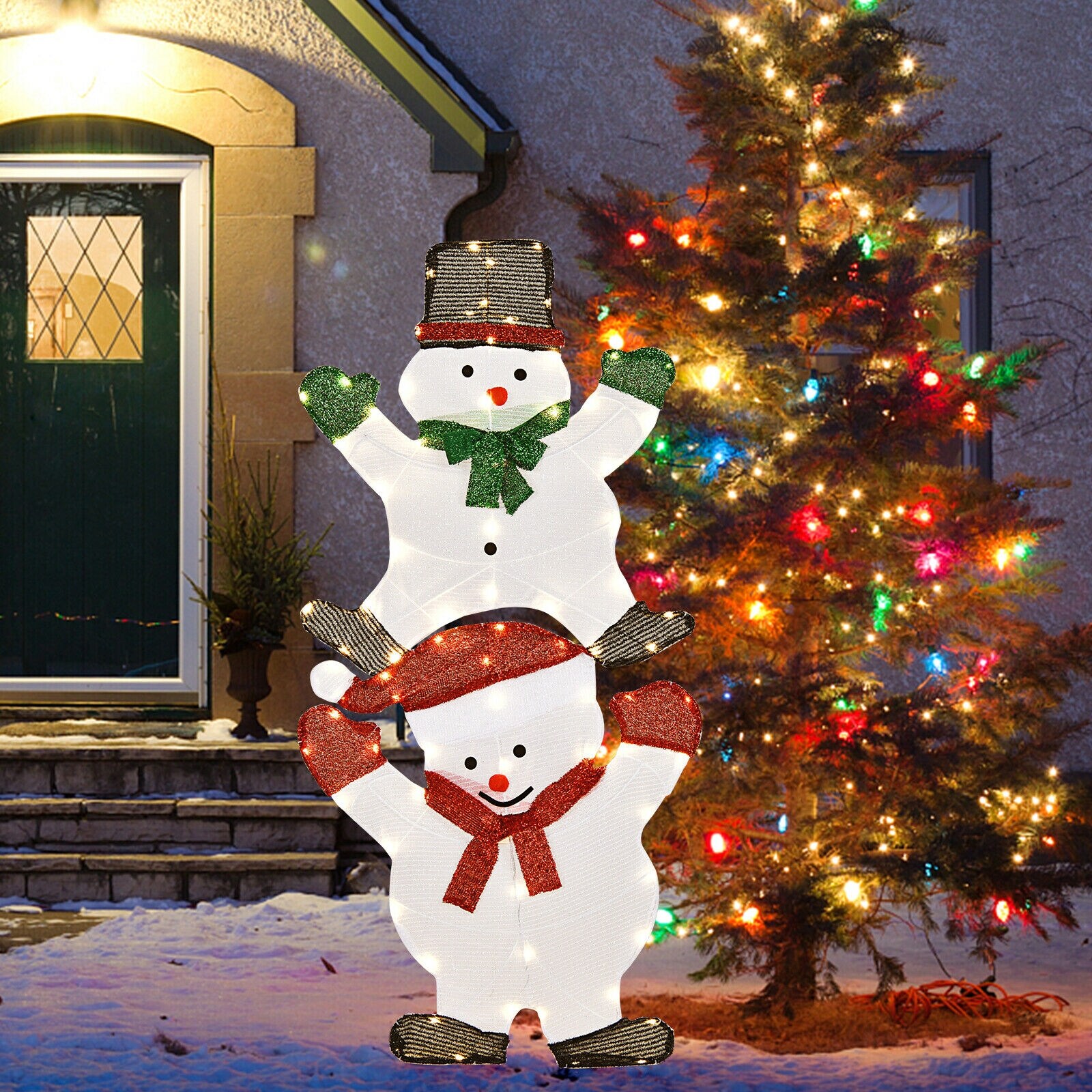 Slickblue Lighted Snowman Yard Sign - 4.5ft Outdoor Christmas ...