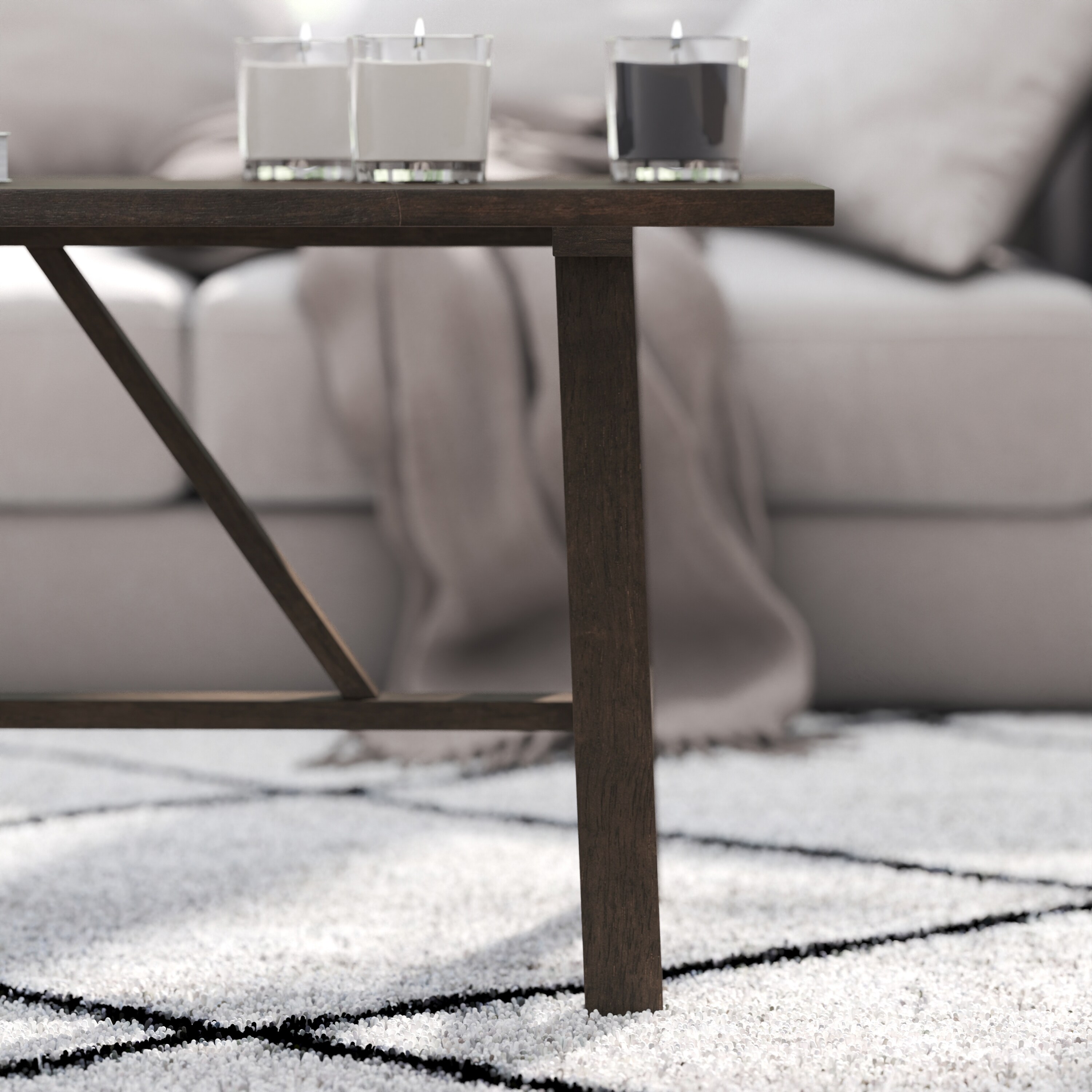Merrick Lane Mabel Farmhouse Trestle Coffee Table; Solid Wood Rustic ...