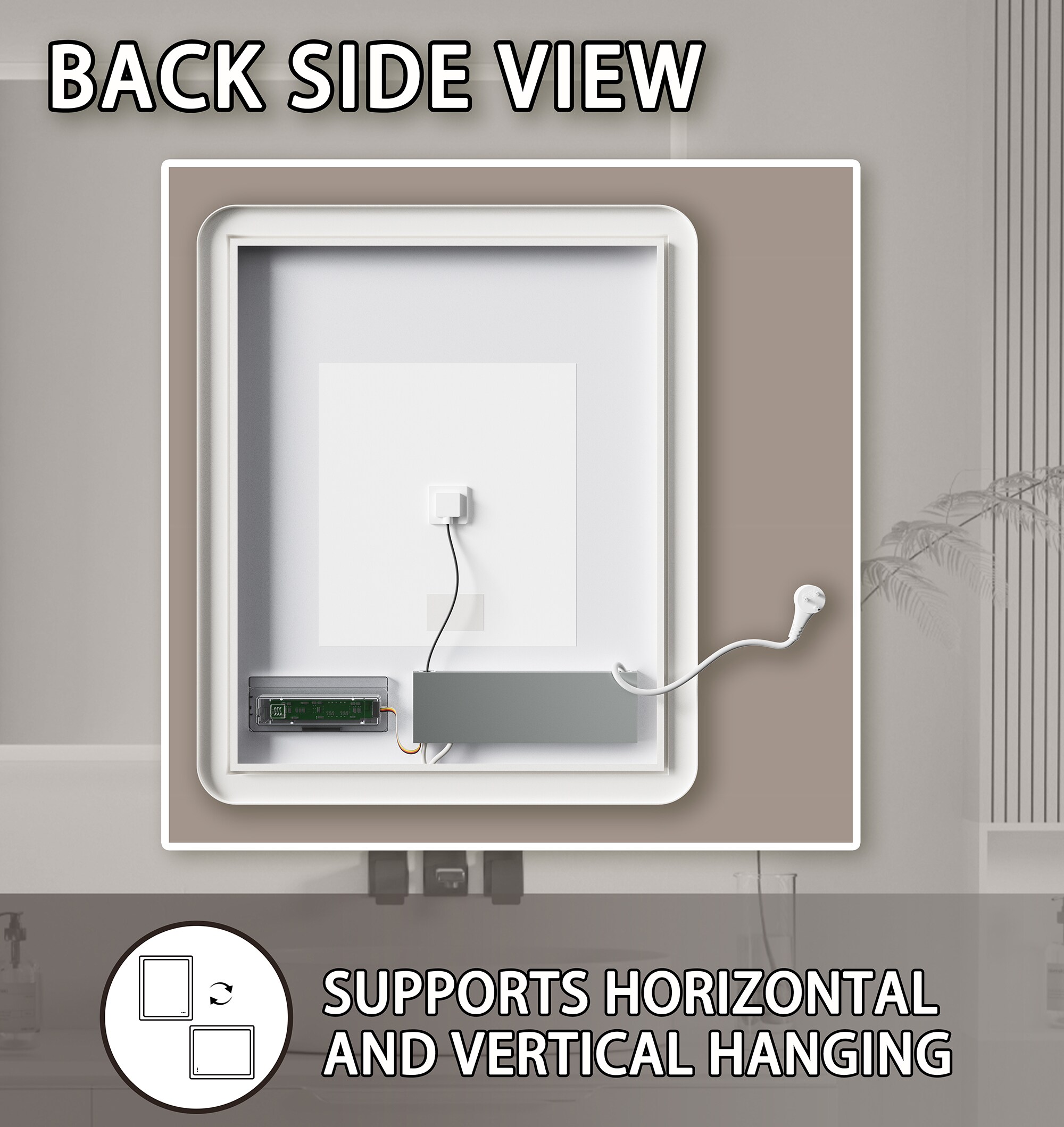 ExBrite 24-in x 36-in Framed Rectangle Dimmable LED Lighted Fog Free ...
