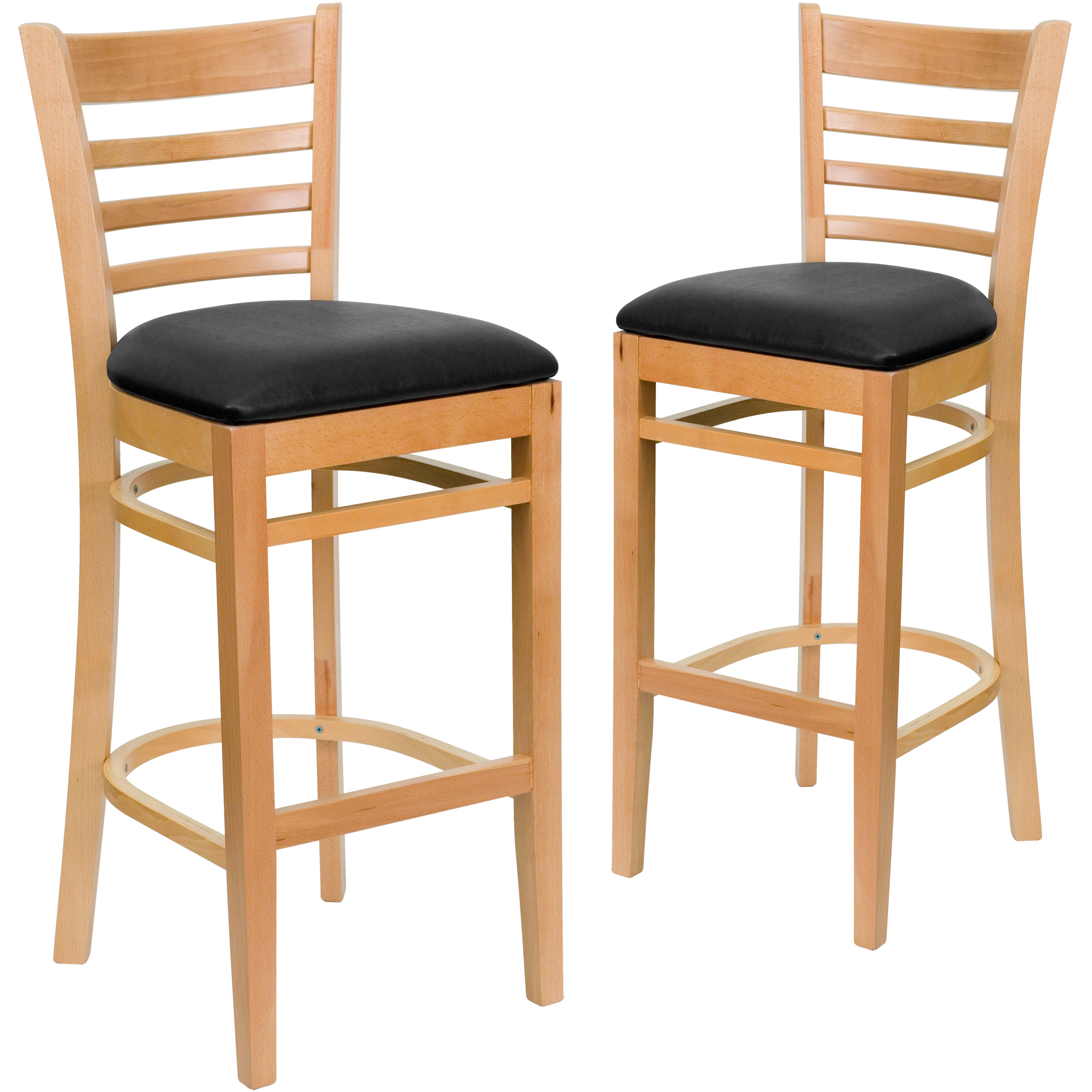 Flash Furniture 2 Pk. HERCULES Series Ladder Back Natural Wood ...