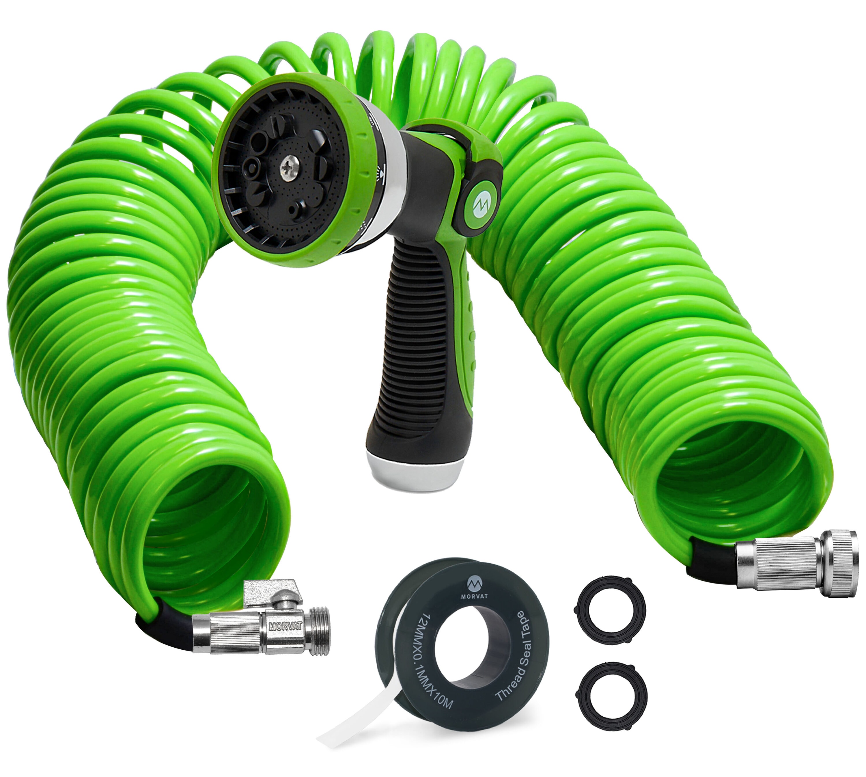 Morvat Coiled Hose Collection 3/4-in x 25-ft Heavy-Duty Kink Free ...
