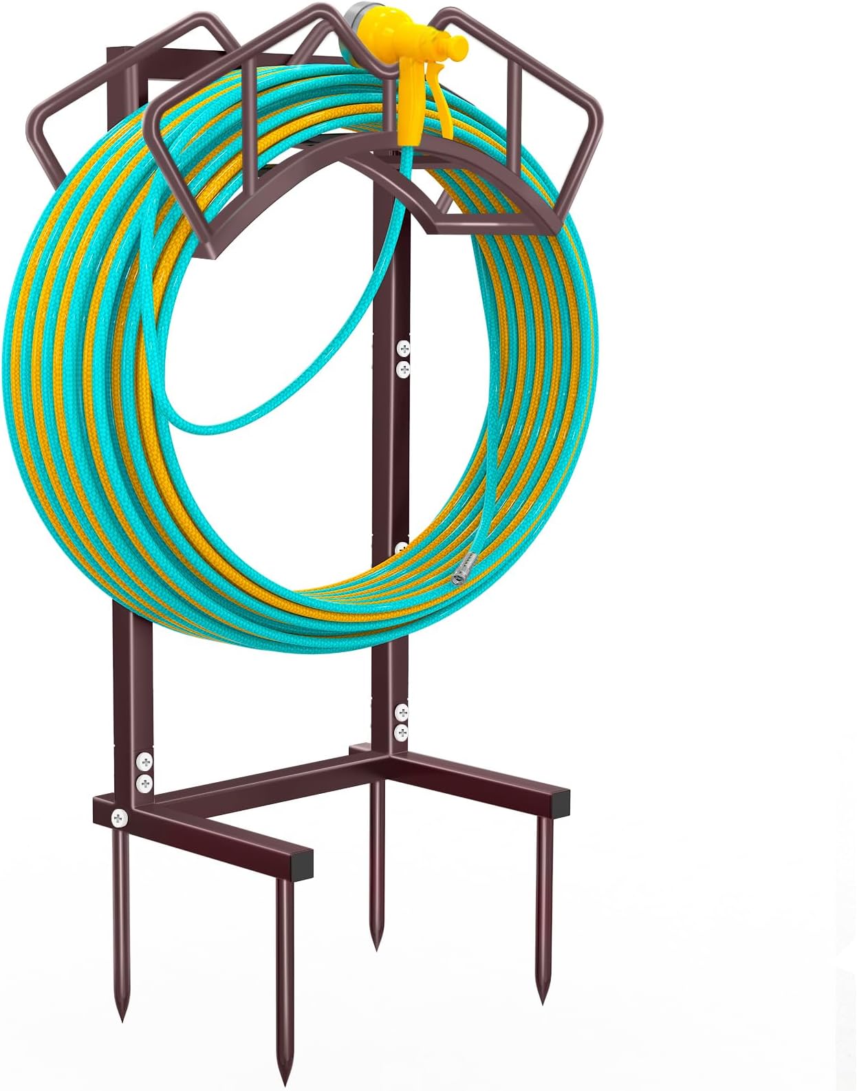 Aoibox heavy duty garden hose holder freestanding metal stand holds up ...