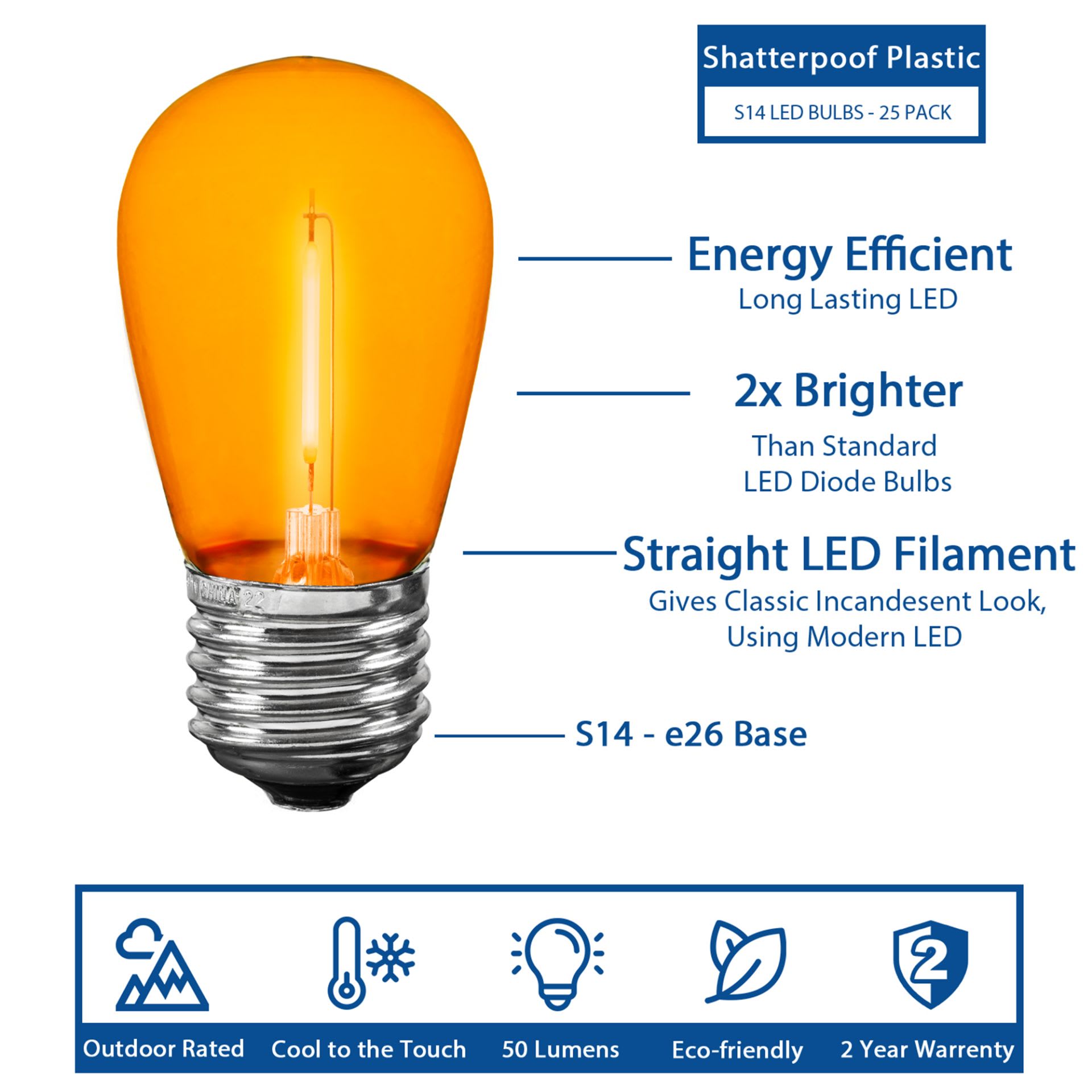 Novelty Lights 5 Pack S14 String Light Replacement Bulbs LED Edison ...