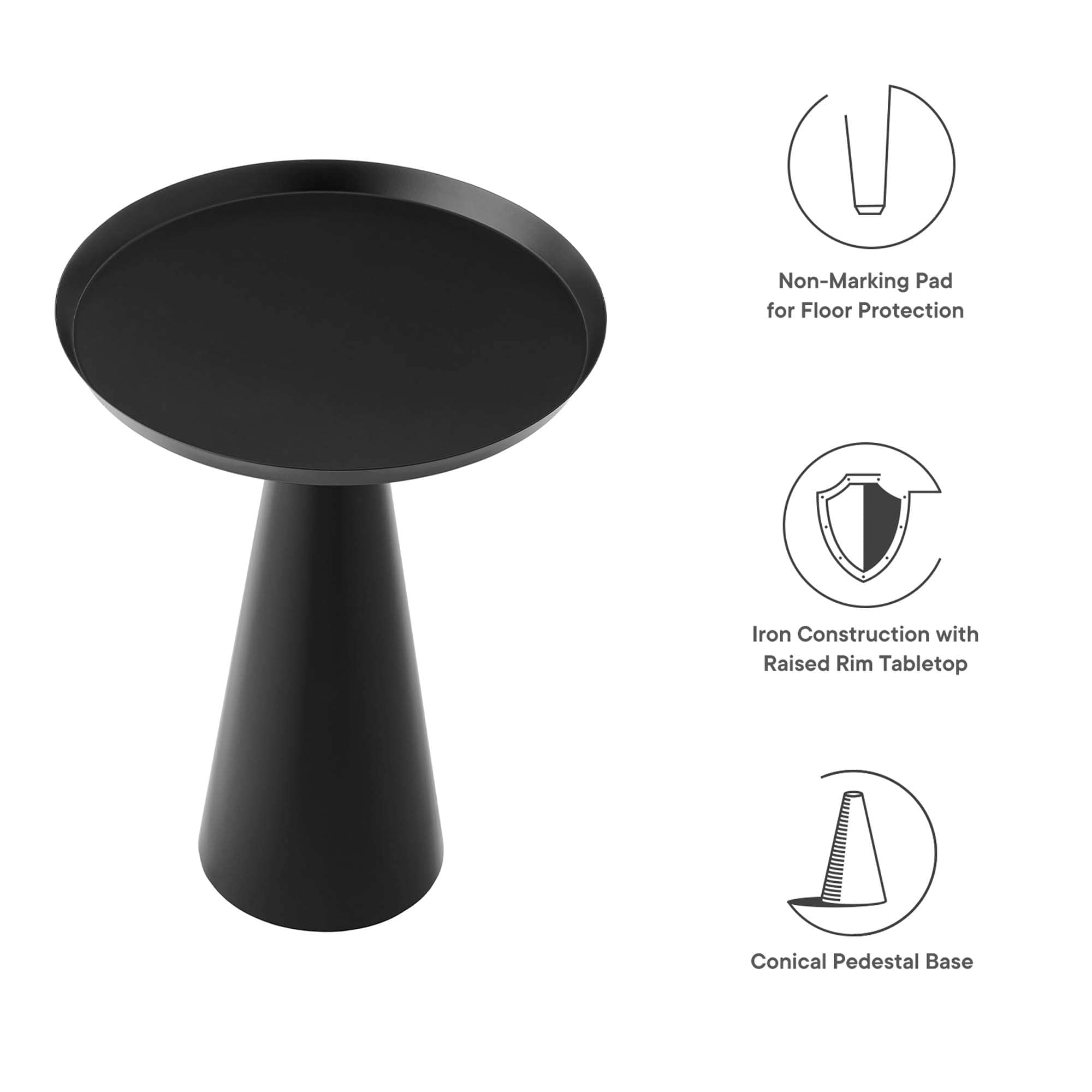 Modway Maren Round Side Table in Black in the End Tables department at ...