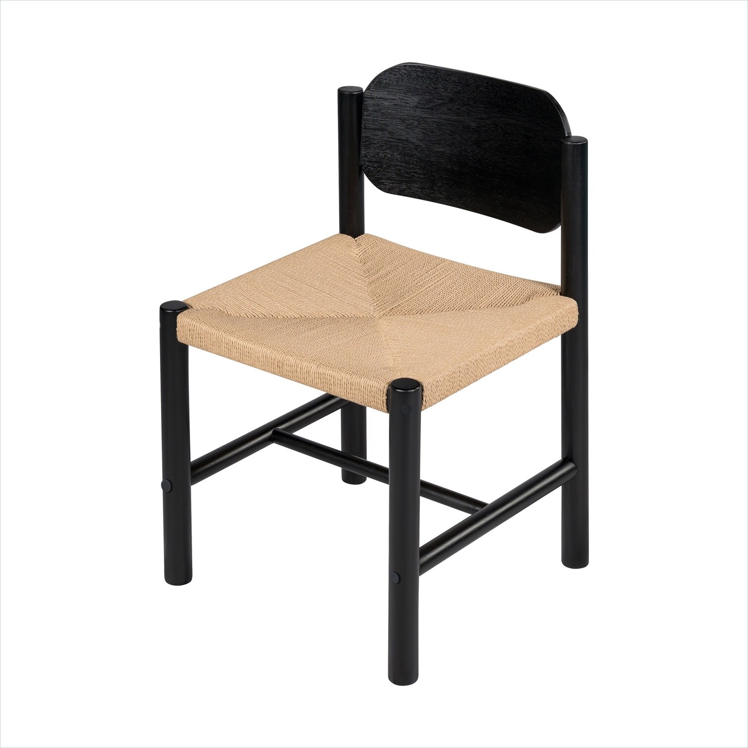 Naturefalls Set of 2 Jet Black Acacia Dining Chairs with Handwoven ...