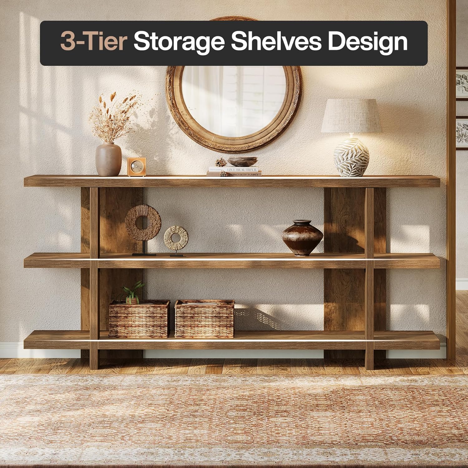 Tribesigns 63 inches Long Console Table with Storage Wooden Narrow ...
