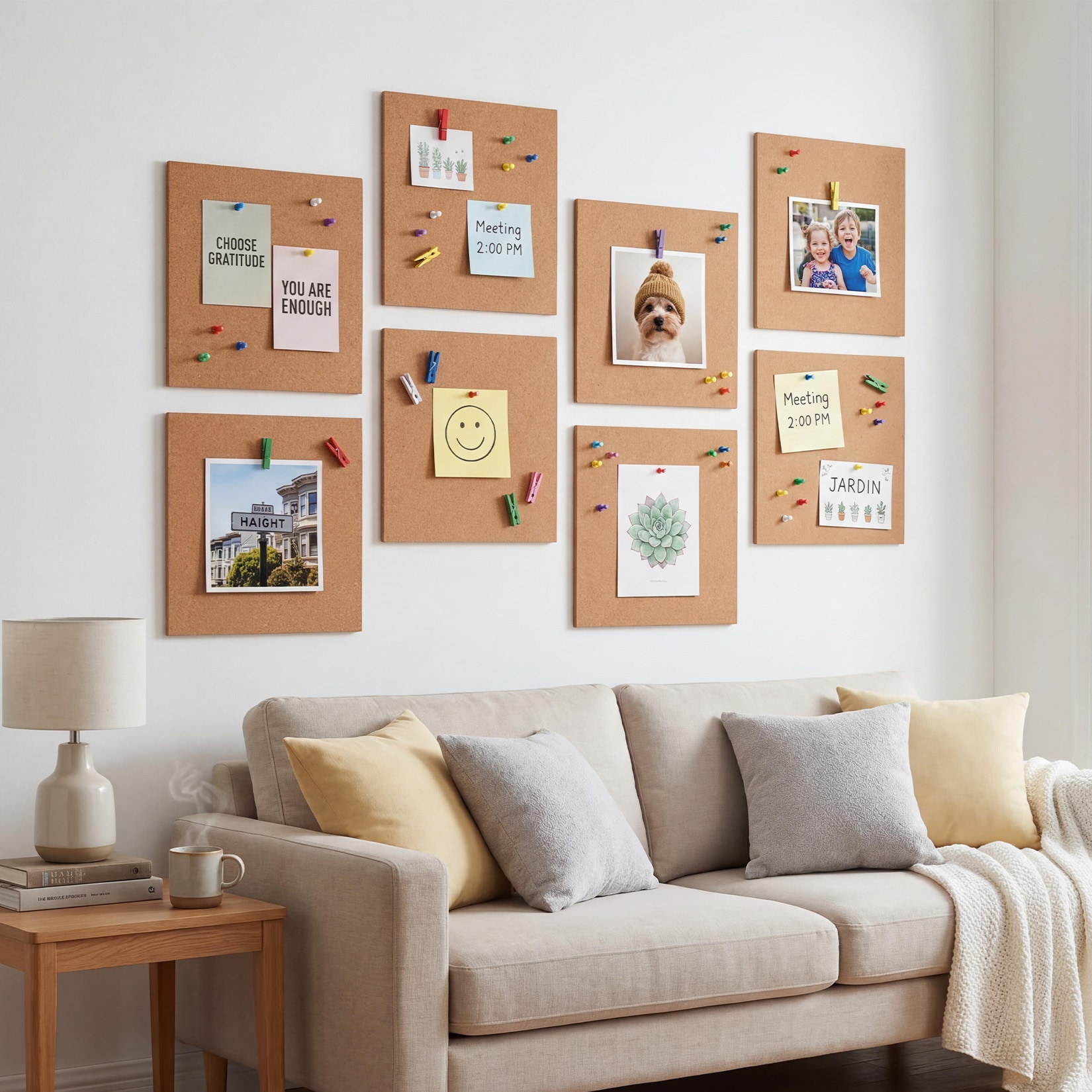 Garvee 8 Pack Square Cork Board Tiles 12 x 12 Inch Self-Adhesive Cork ...