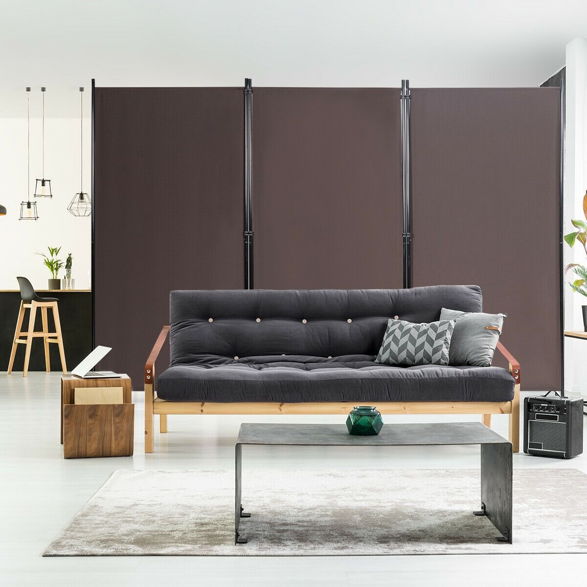 Slickblue 3-Panel Polyester and Steel Folding Curved Feet Style Room ...