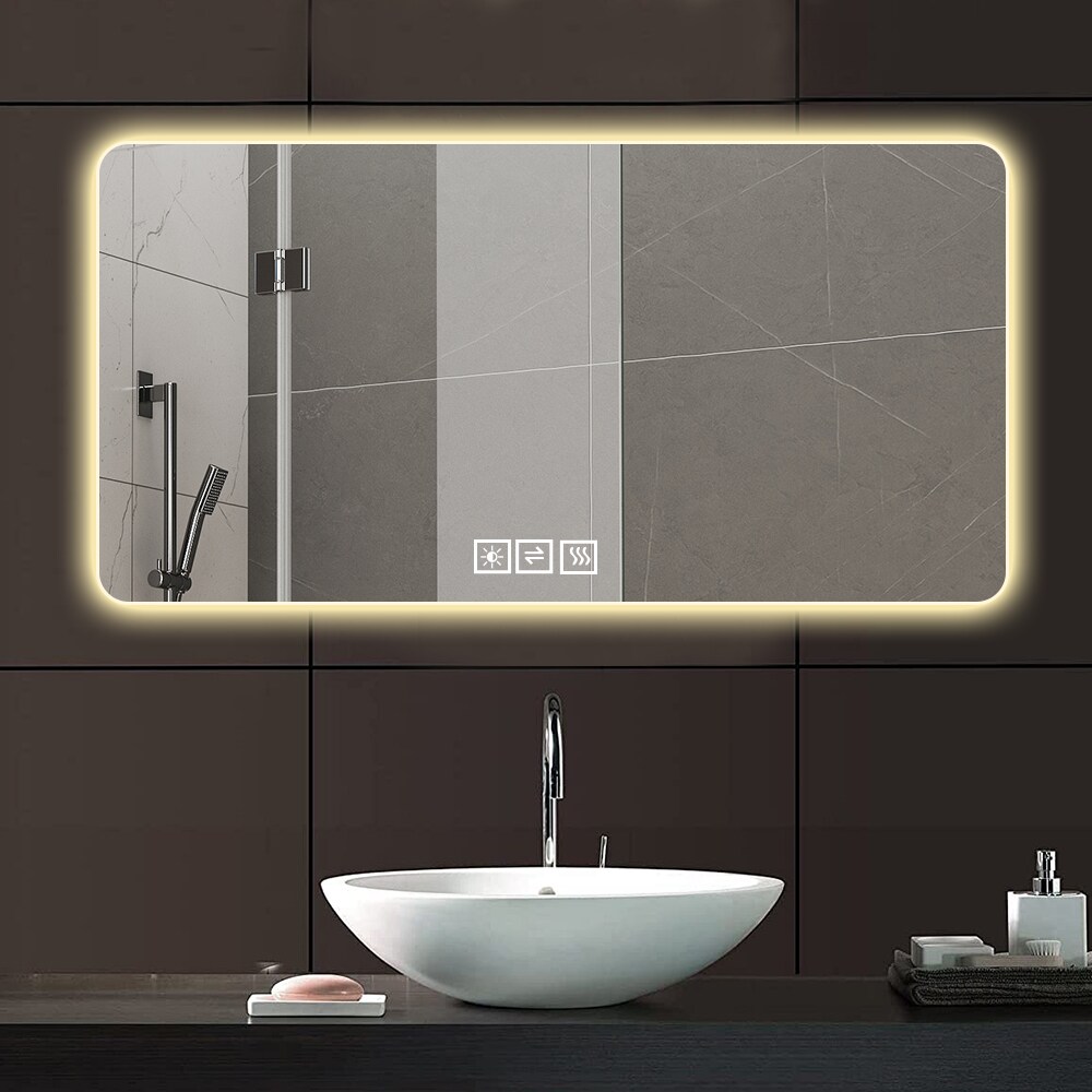 Huluwat Frameless with light LED bathroom mirror corrosion-resistant ...