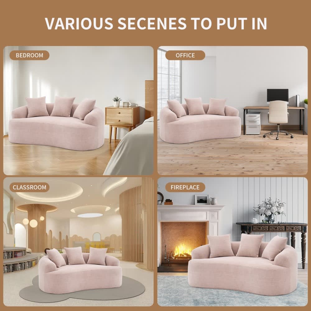 Coolbibila Curved Loveseat Sofa Compact Design Couch for Small Spaces ...