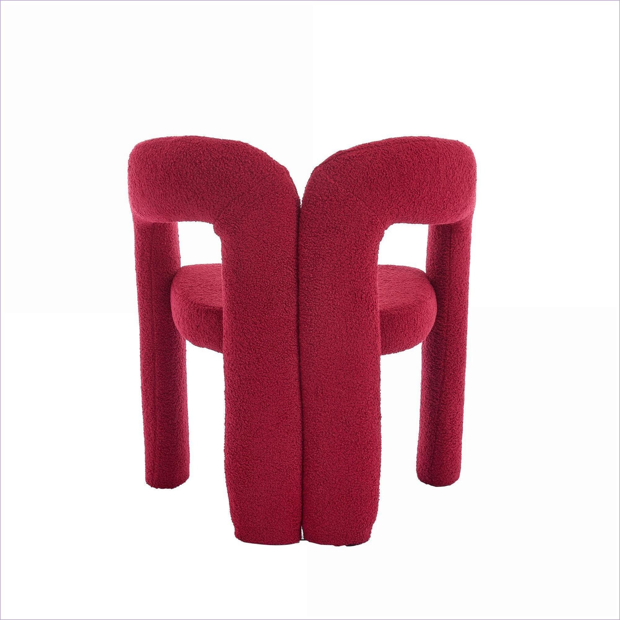 Watnature Set of 2 Crimson Red Teddy Upholstered Barrel Accent Chairs ...