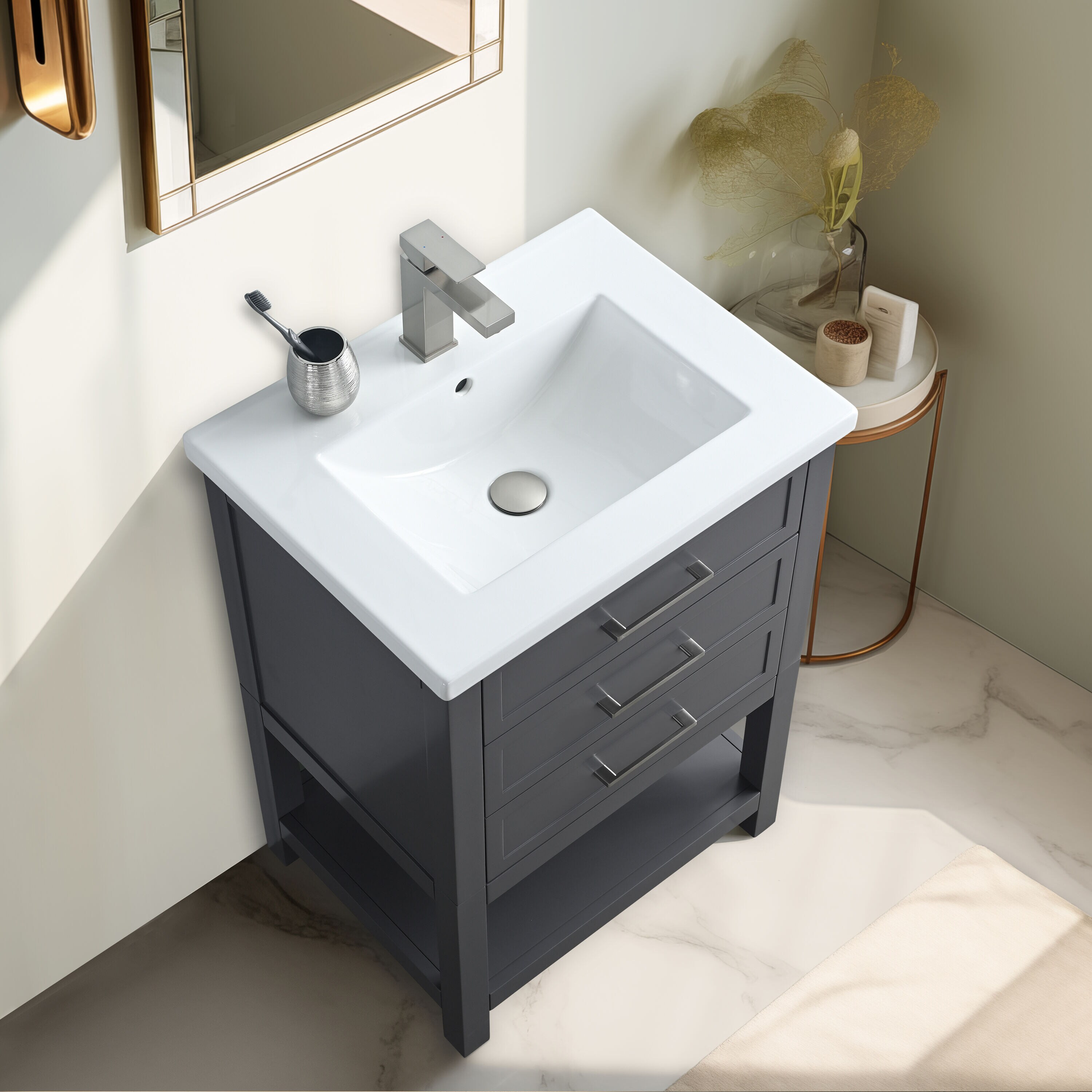 Sudio Design ARLO 24-in Dark Gray Single Sink Bathroom Vanity with ...