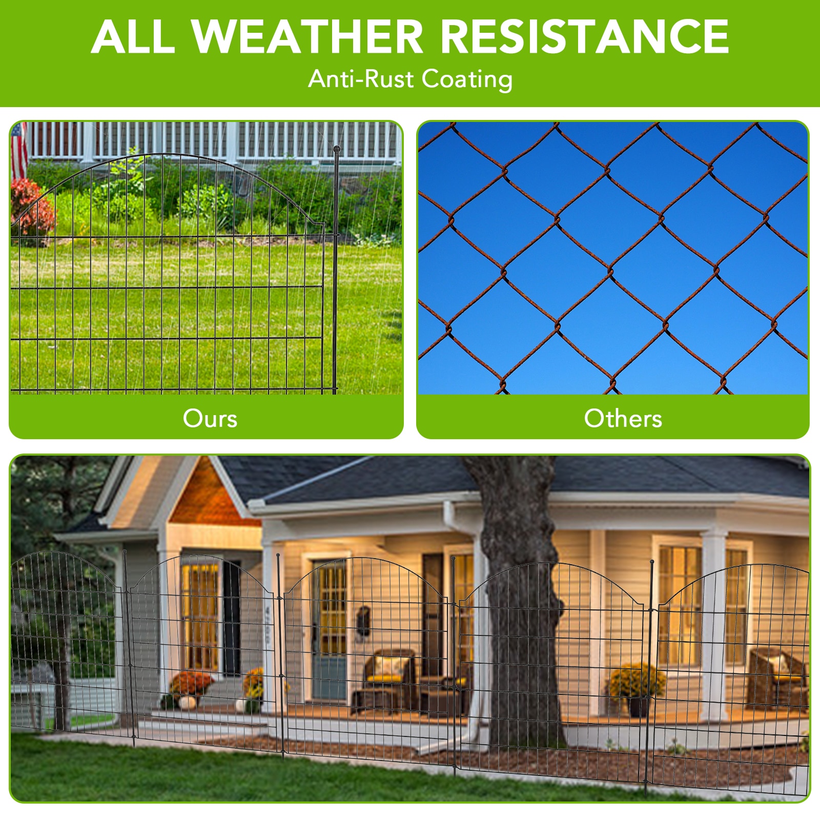 Garvee 10 Pack Rustproof Metal Garden Fence Panels No Dig Decorative ...