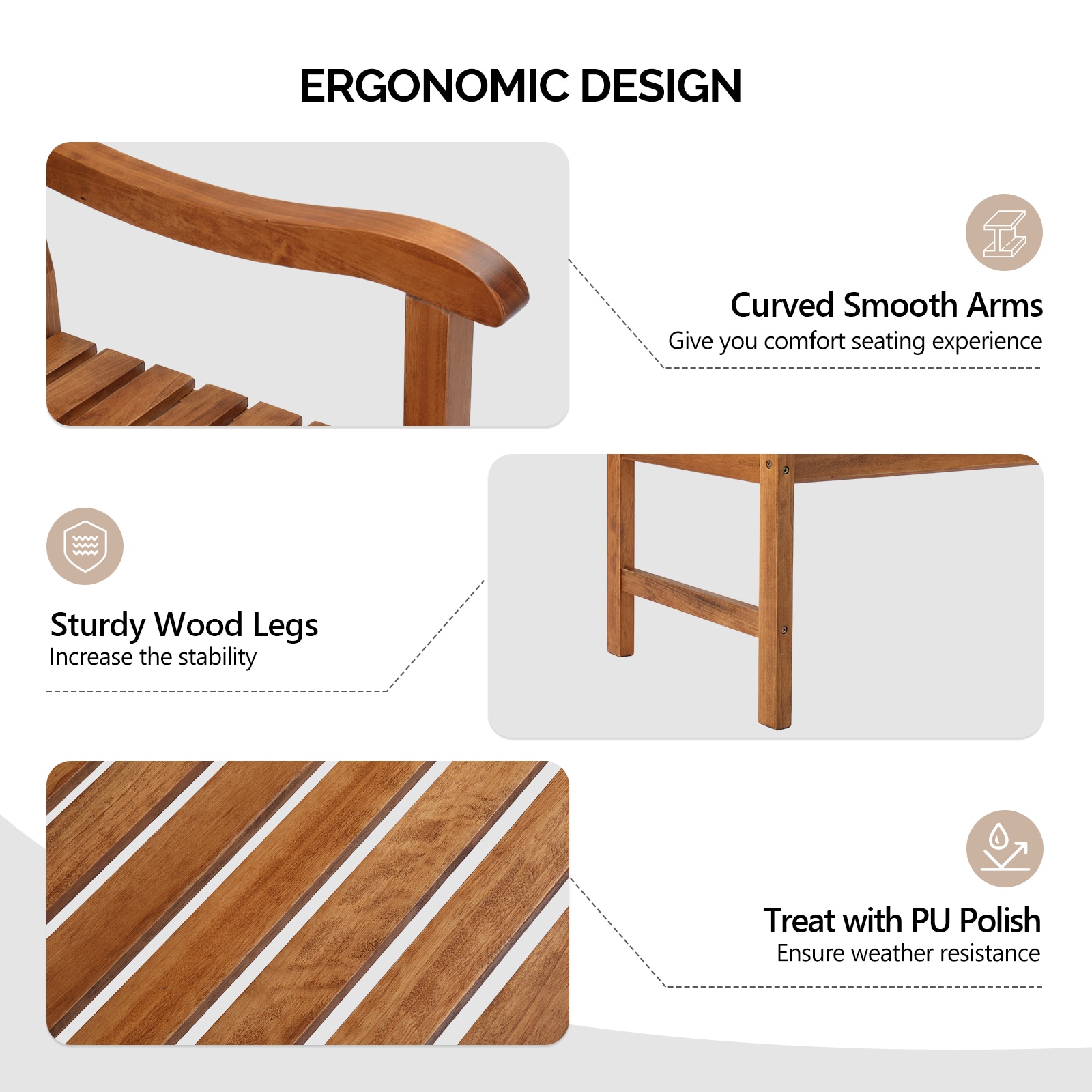 Winado 50-in W x 36.02-in H Natural Garden Bench in the Patio Benches ...