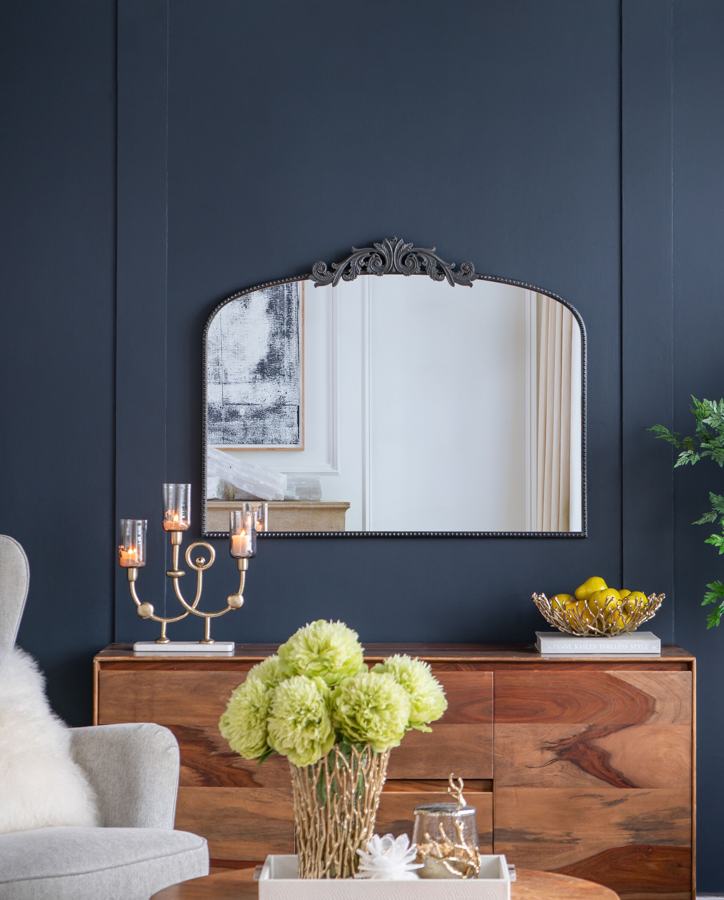 LUXEYARD 40inch x 31inch Classic Design Large Arch Mirror and Baroque ...