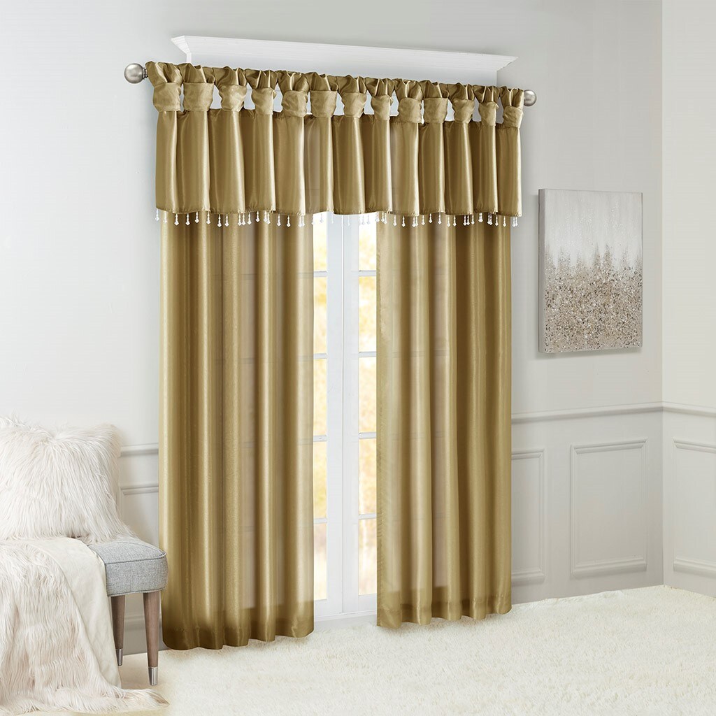 LOVMOR Twist Tab Lined Window Curtain Panel Bronze 50x108Inch in the ...