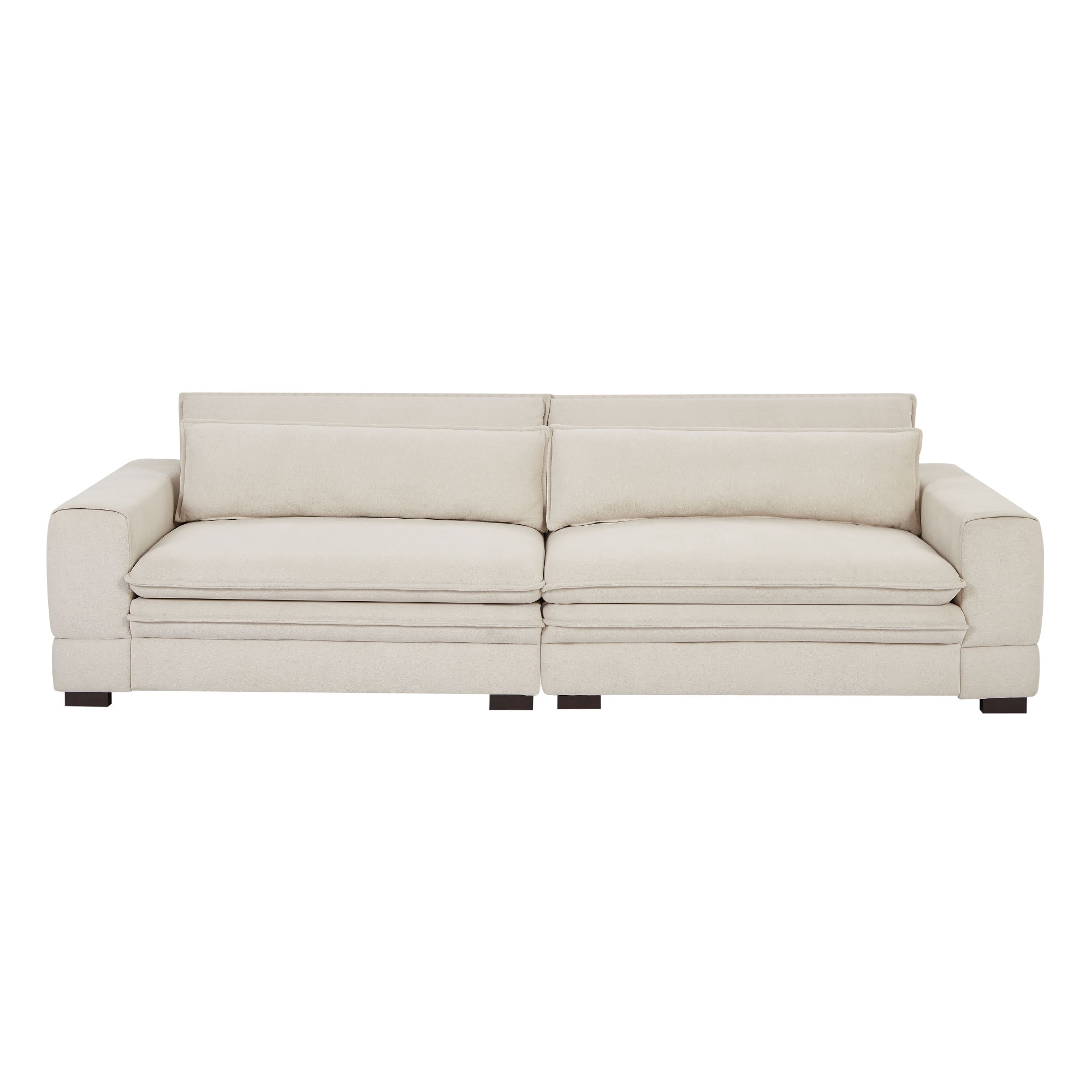 Clihome Upholstered Couch 104.72-in W Midcentury Beige 2-seater ...