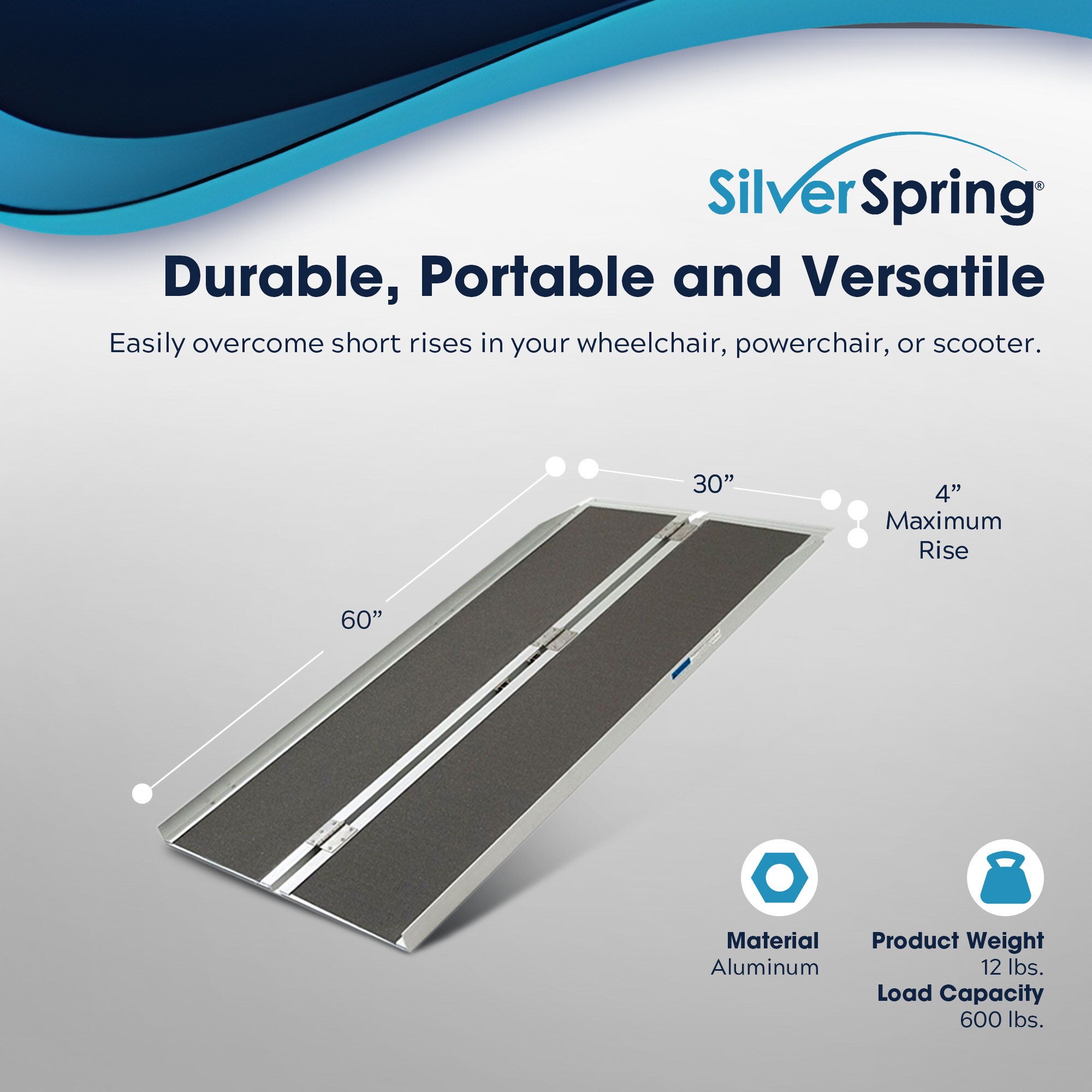 Silver Spring Mobility and Utility Ramp 5 Foot Single Fold with Grit ...