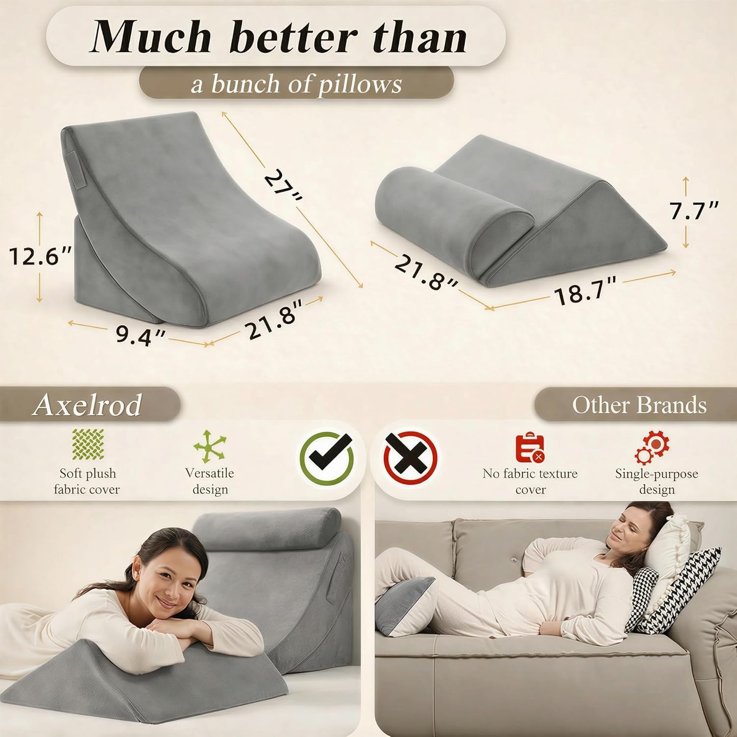 MaseiKar 4PCS Orthopedic Bed Wedge Pillow Set - Post Surgery Foam for ...