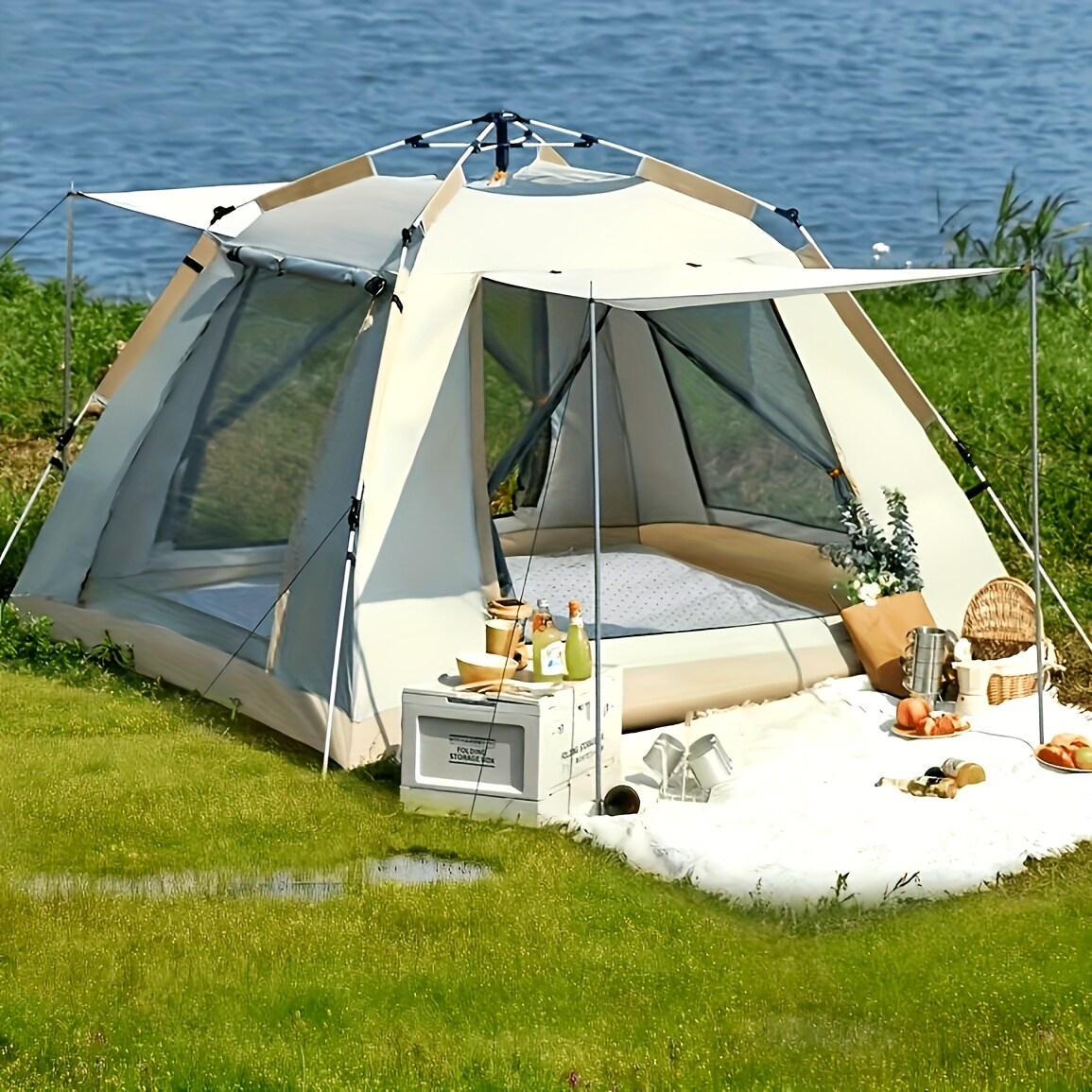LOVMOR 2 3 Person Family Camping Tent Awning Quick Set Up Windproof All ...