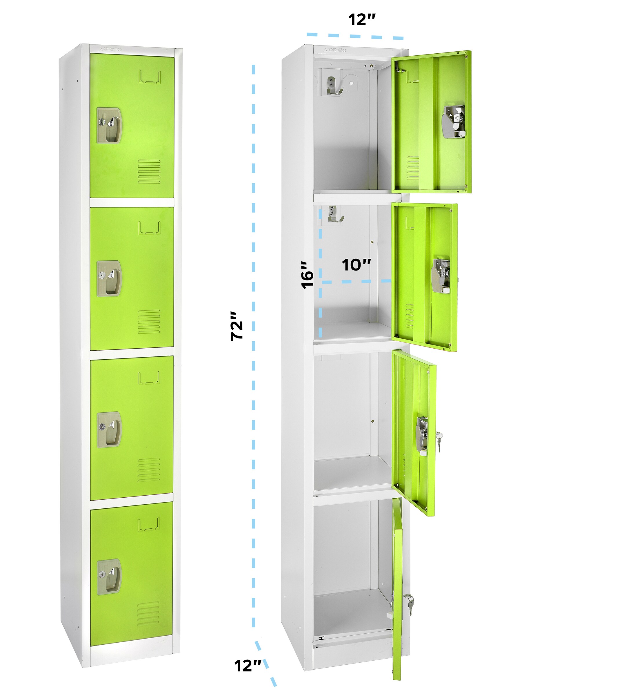 AdirOffice 12-in W x 72-in H x 12-in D Steel Full Storage Lockers in ...