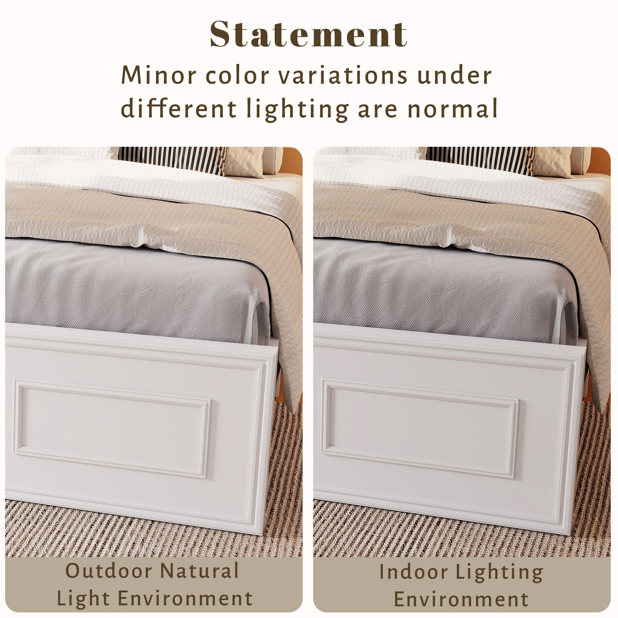 KTMBDW Full Size Bed Frame with 2-Level Adjustable Headboard Solid Wood ...