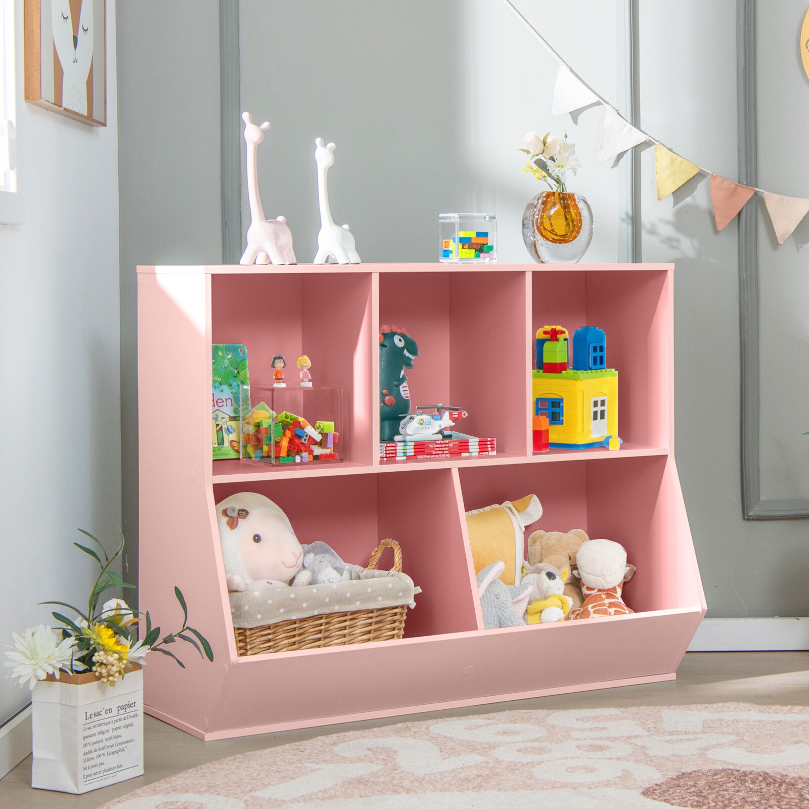 Slickblue Kids Toy Storage Organizer with 5 Storage Compartment for ...